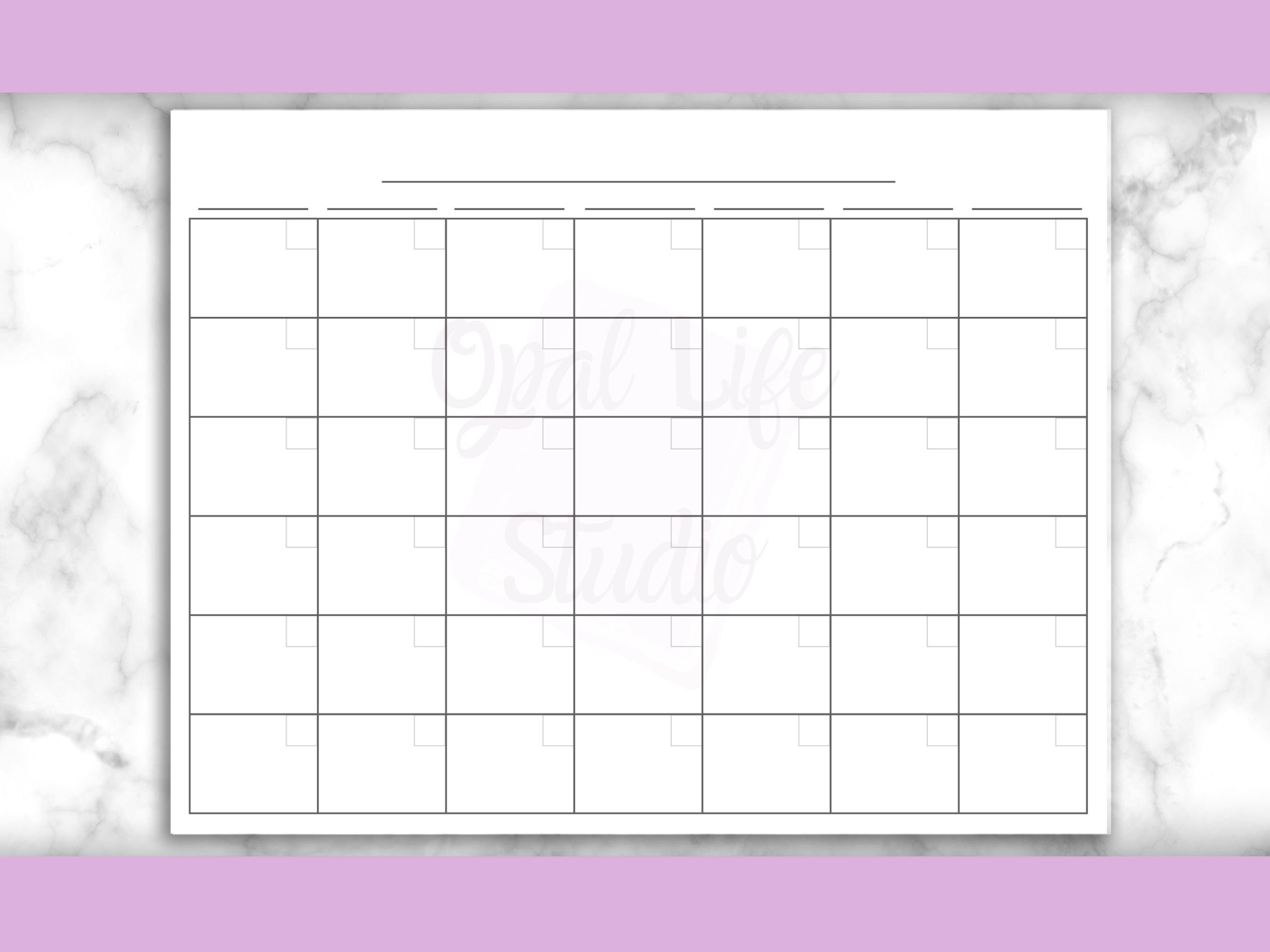 Printable Blank Calendar 1 Monthly Planner Simple & Minimal Letter ...