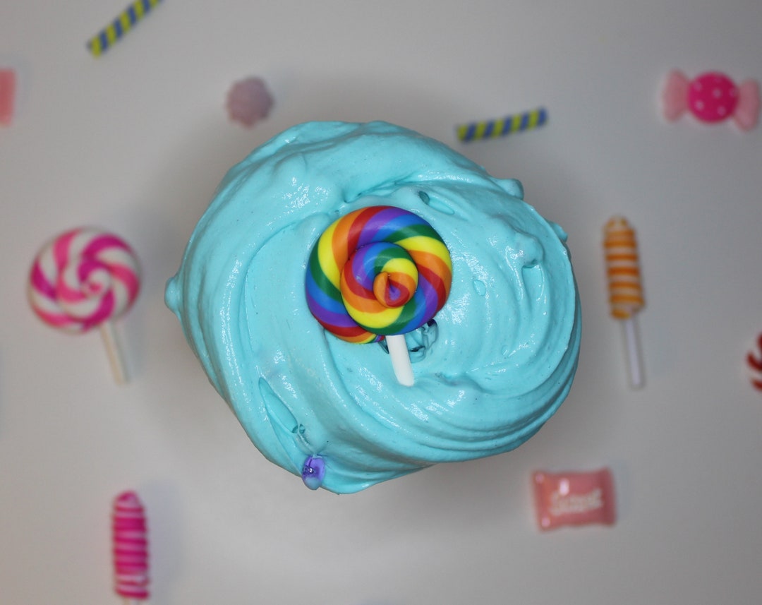 CANDY LAND Blue Butter Slime With Fishbowl Beads and Silver Glitter ...