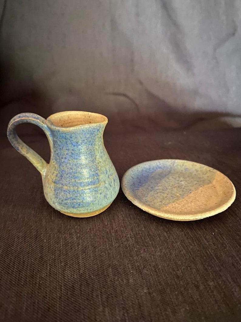 Miniature Pottery Water Pitcher and Plate - Etsy