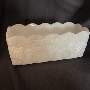 Fireking Milkglass Grape Design Planter - Etsy