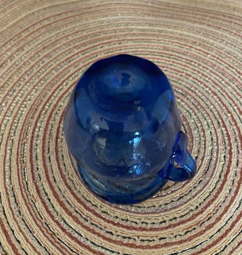 Vintage Blue Bubble Glass Mini Pitcher | Etsy