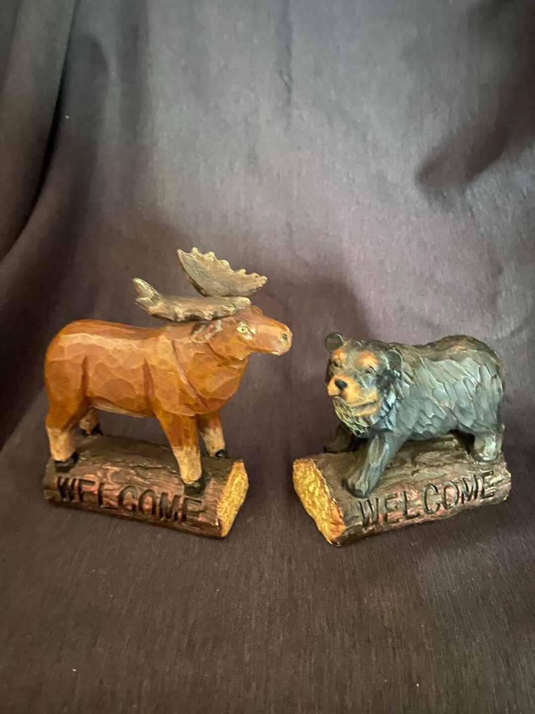 Direct International Moose & Bear Welcome Figurines - Etsy