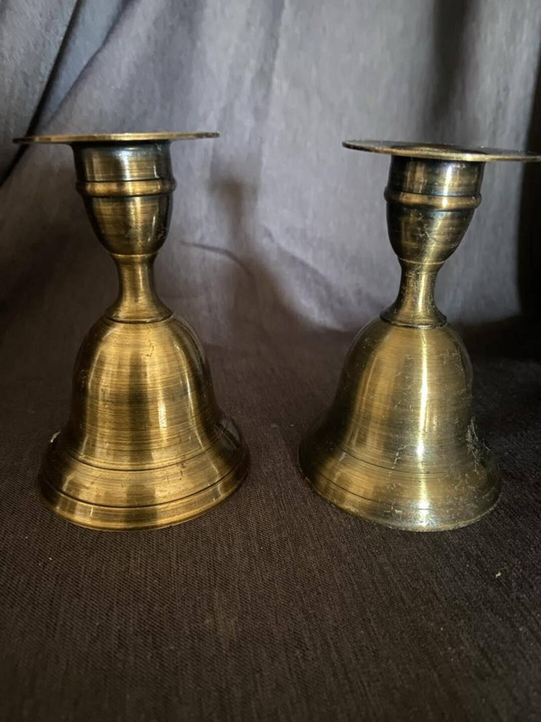 Jasco Brass Bell Candle Holders - Etsy
