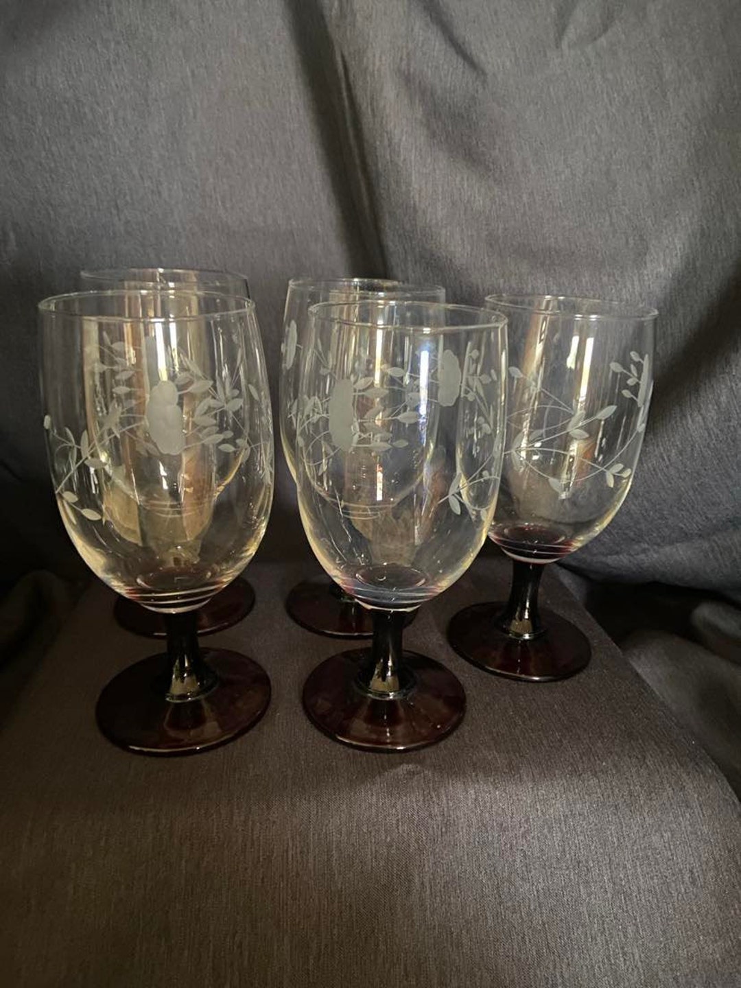 Princess House Crystal Heritage Design Iced Tea Glasses With Red Stems ...