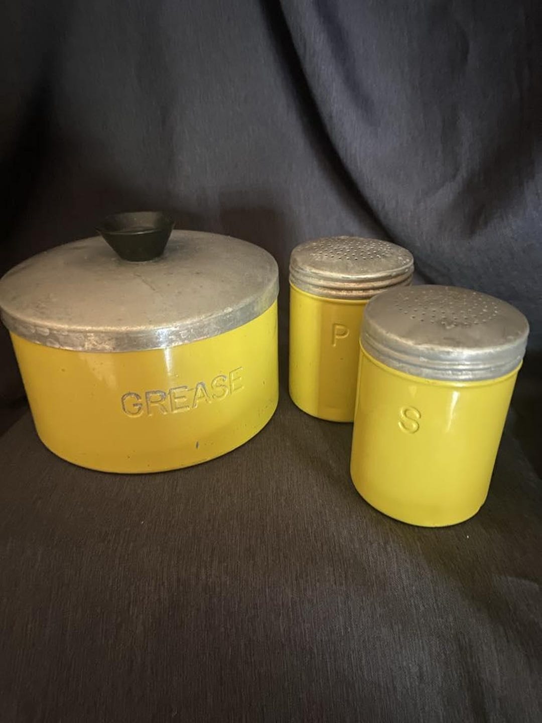 Yellow/green Aluminum Grease Can or Salt and Pepper Shakers - Etsy