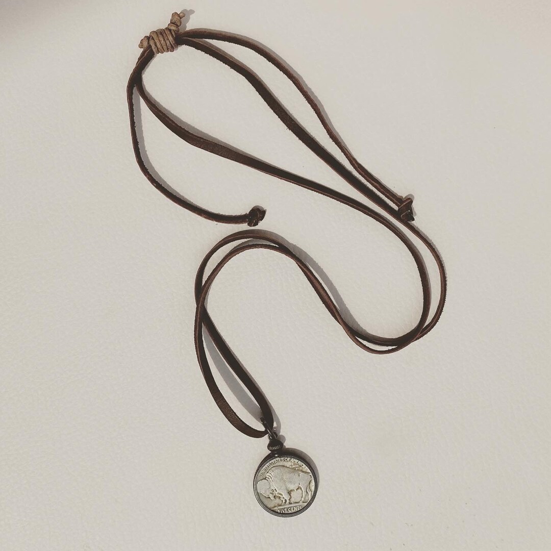 Buffalo Coin Leather Necklace - Etsy