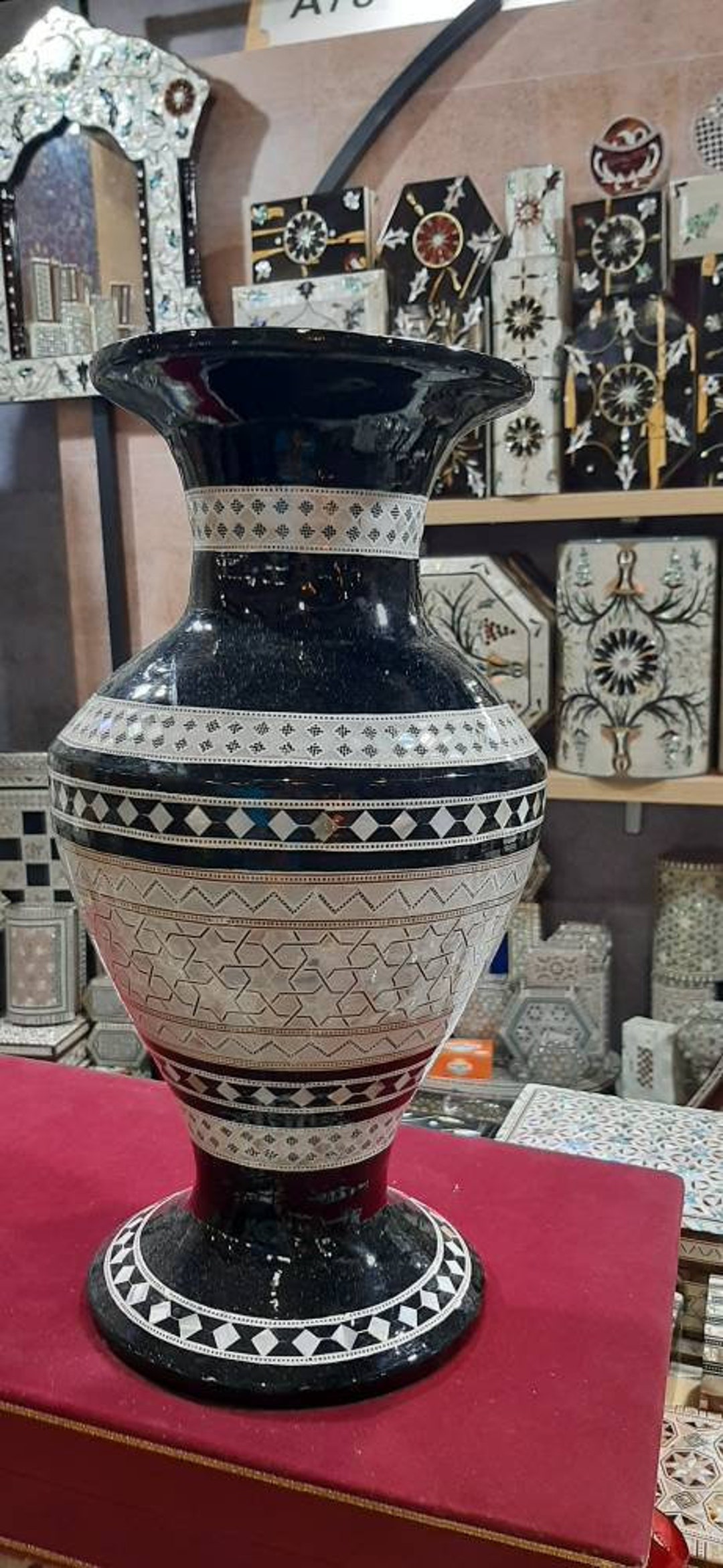 Wooden Vase With Mother of Pearl Inlay - Etsy