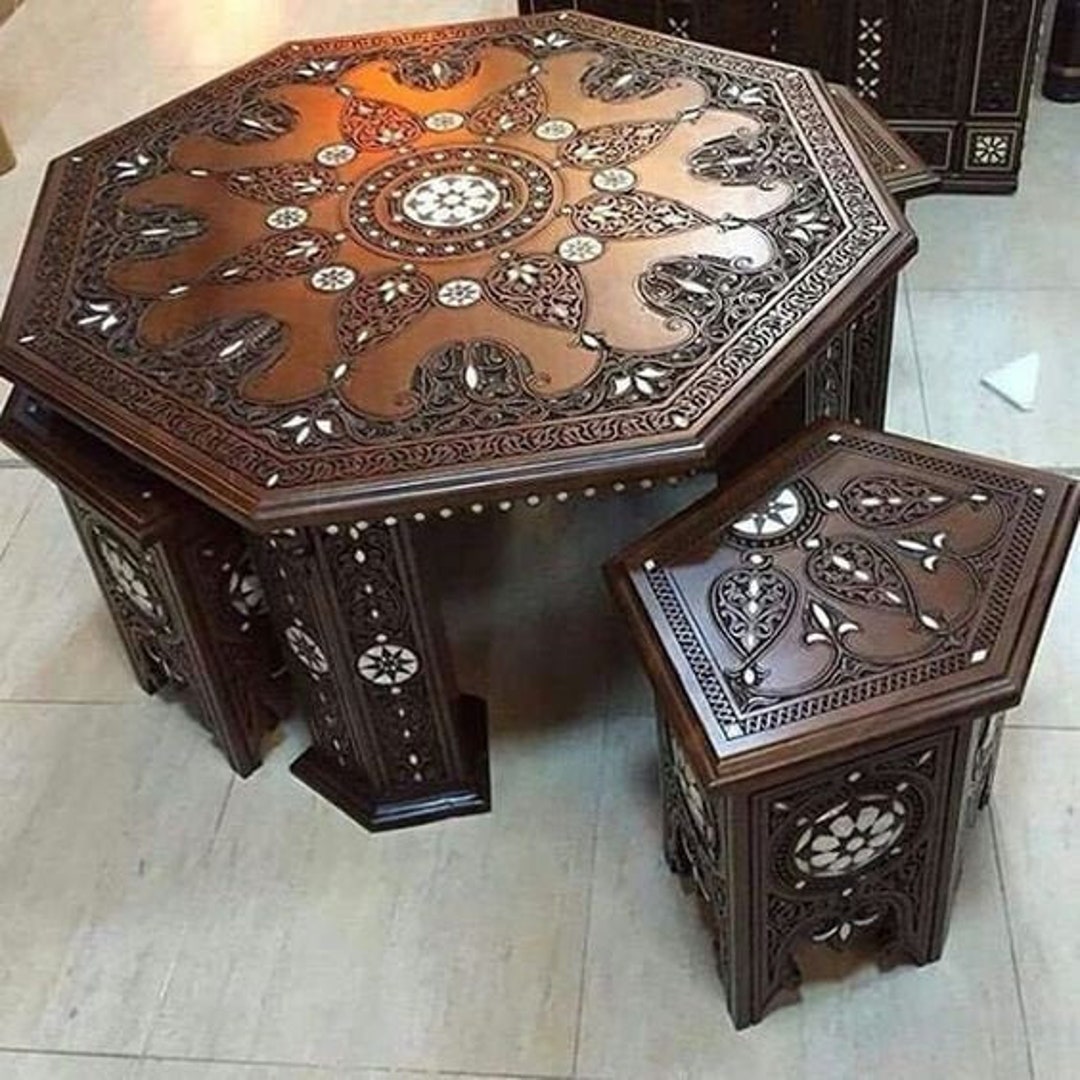 Arabesque Centre Table With 4 Small Mobile Side Tables - Etsy