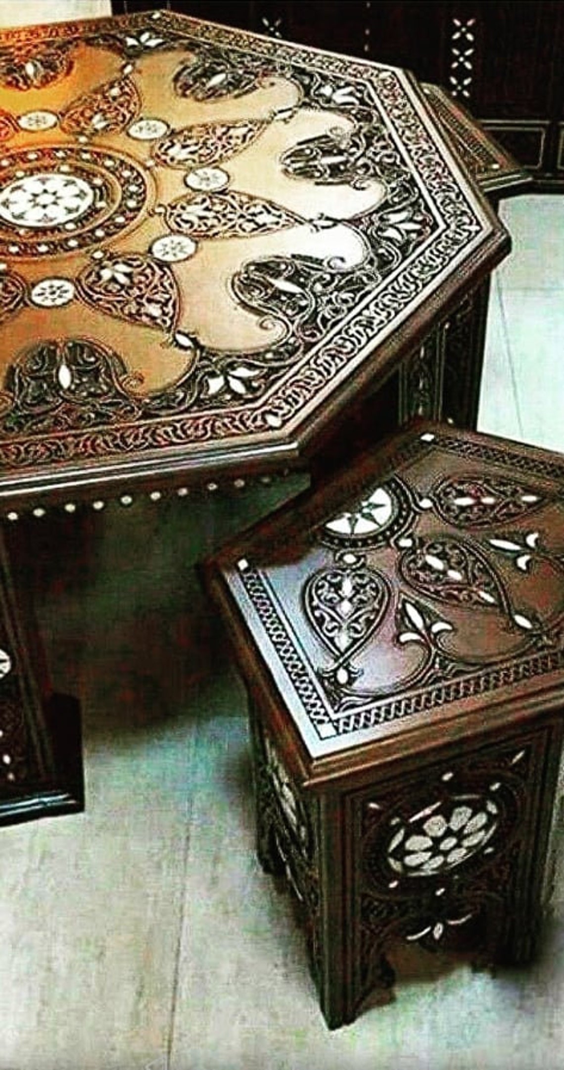 Arabesque Centre Table With 4 Small Mobile Side Tables - Etsy