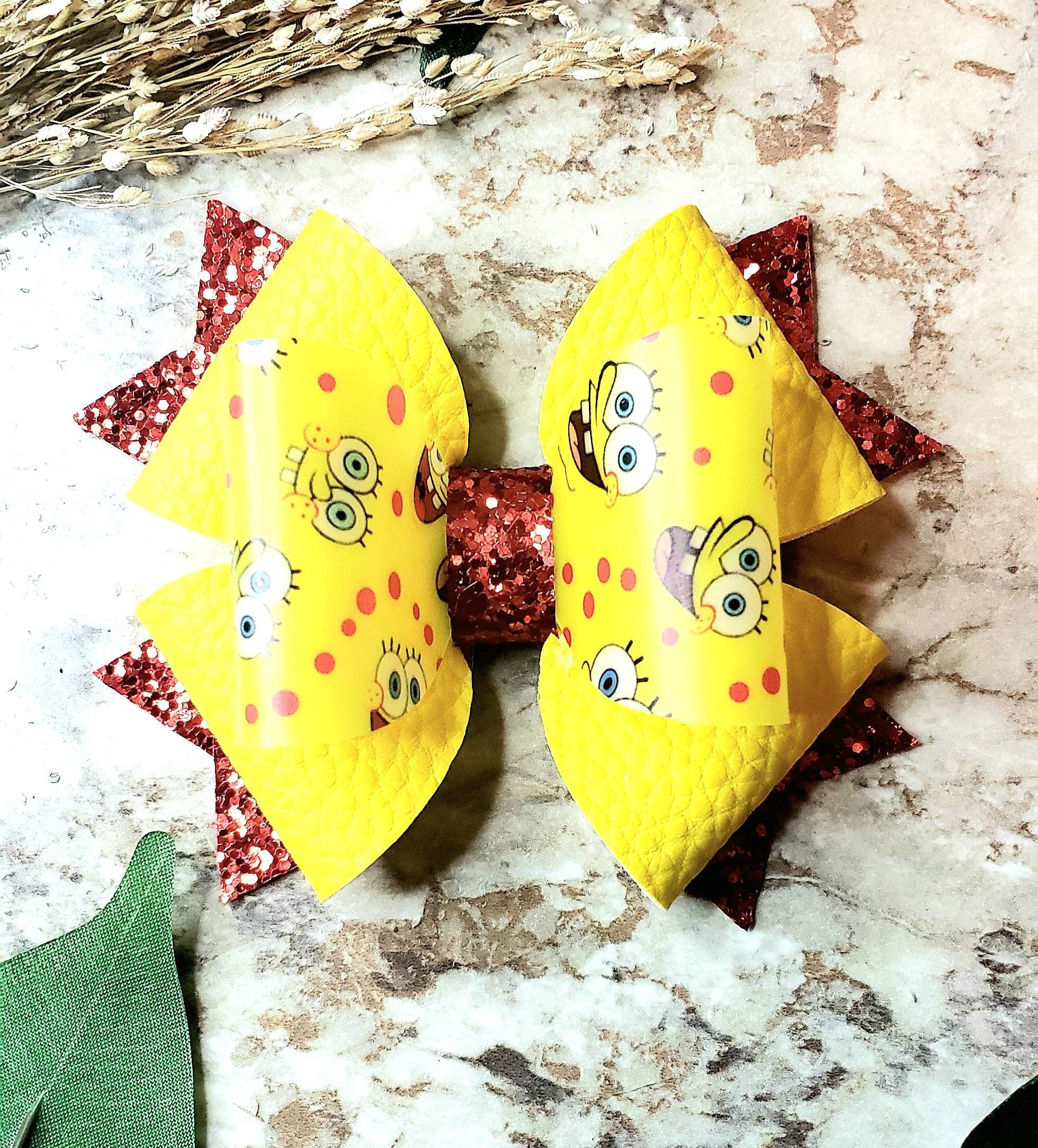 Spongebob Bow 3.5 inch Faux Leather Bow Spongebob Headband | Etsy