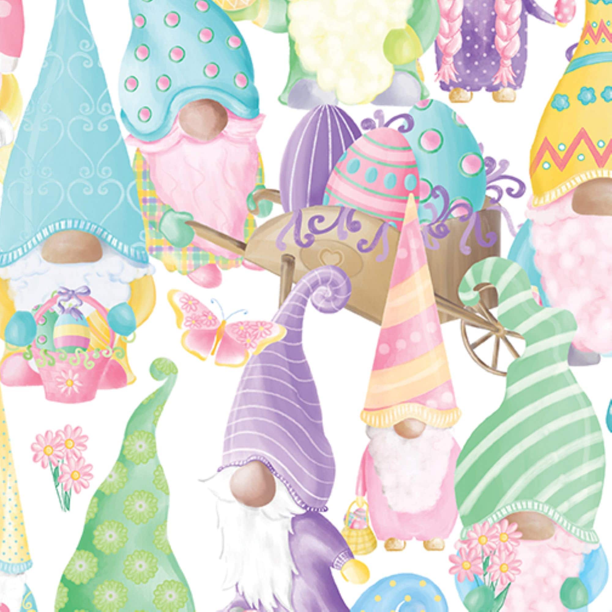 SALE Spring Gnomes - White - Spring Garden Gnomes Collection - Fabric ...