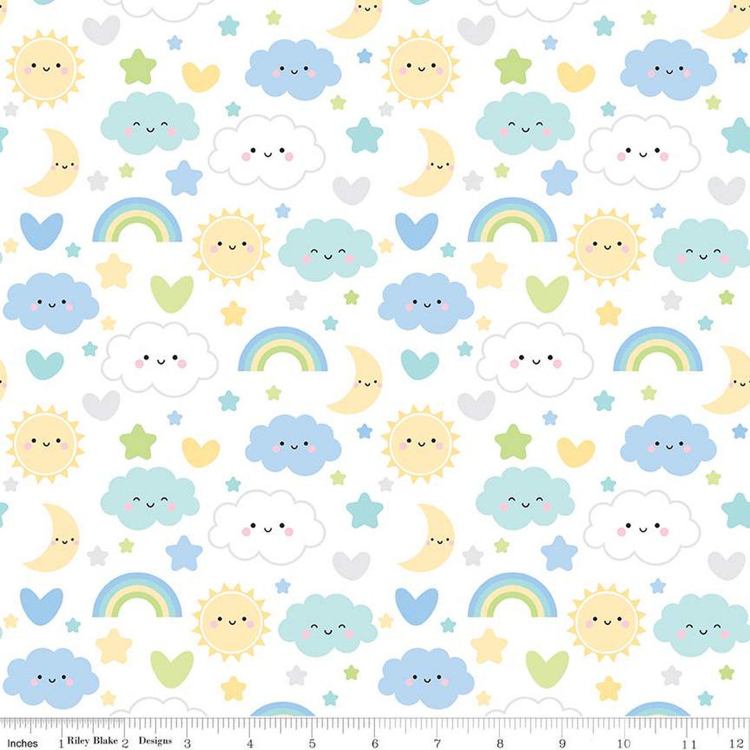 SALE Flannel Baby Boy Sweet Dreams White Fat Quarter - Designer Flannel ...