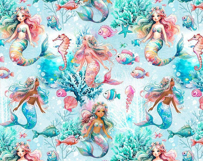 REMNANT 21" Underwater Mermaids - Timeless Treasures -mermaid ...