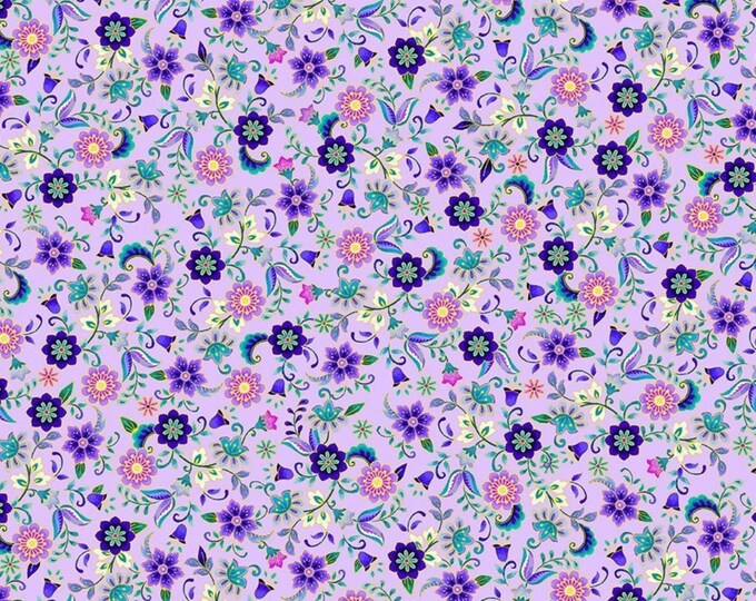 REMNANT 18" Small Metallic Ditsy Flowers - Timeless Treasures - Empress ...