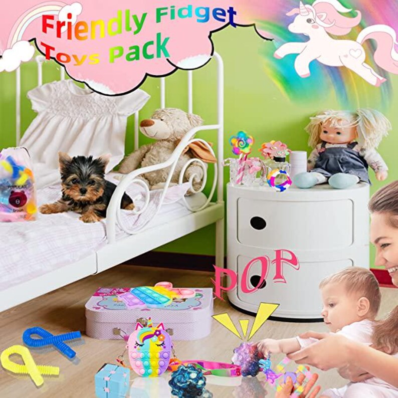 13 Piece Fidget Pop It Bundle Set, Cute, Stress Relief, Adhd, Sensory ...