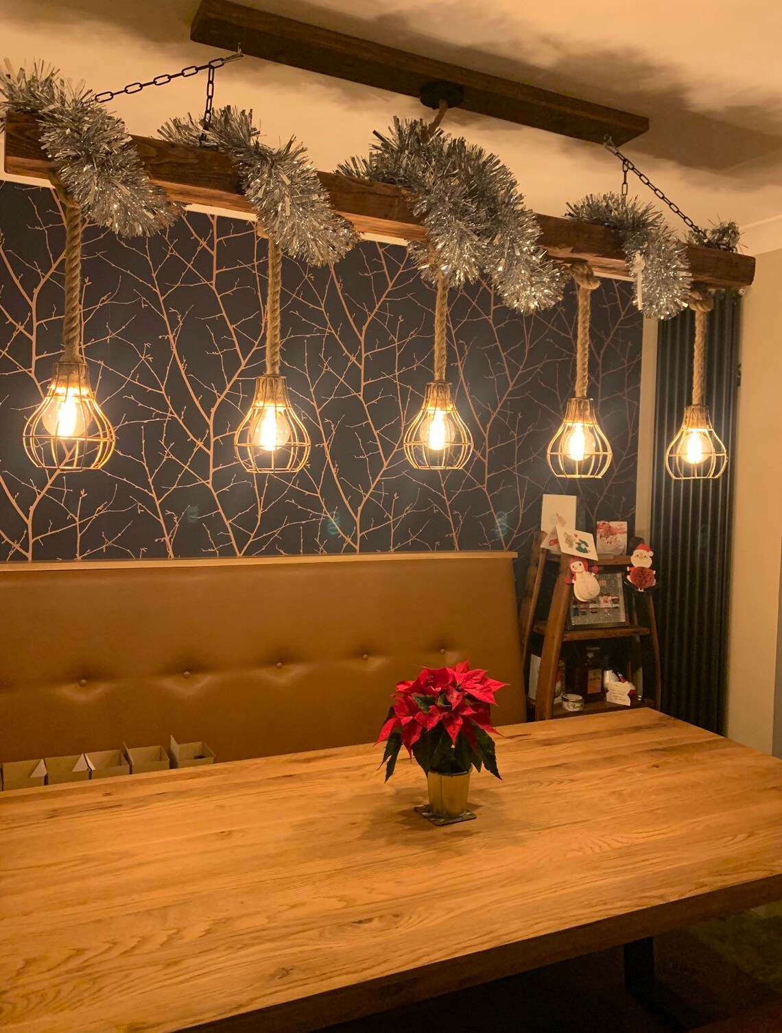 Rustic Solid Reclaimed Wooden Beam Rope Light-ceiling Light | Etsy