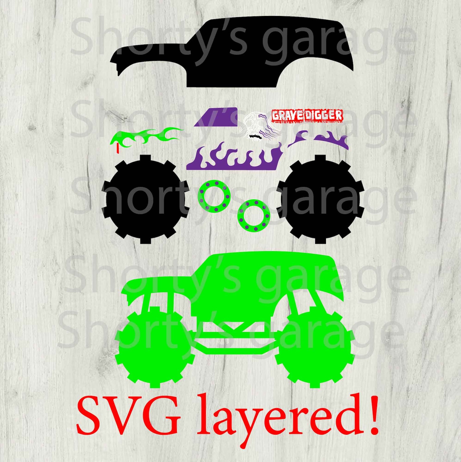 Monster Truck SVG Grave Digger and Son-uva Digger Clipart - Etsy