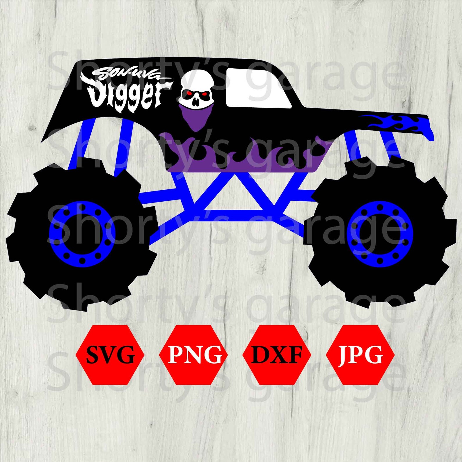 Monster Truck SVG Grave Digger and Son-uva Digger Clipart - Etsy