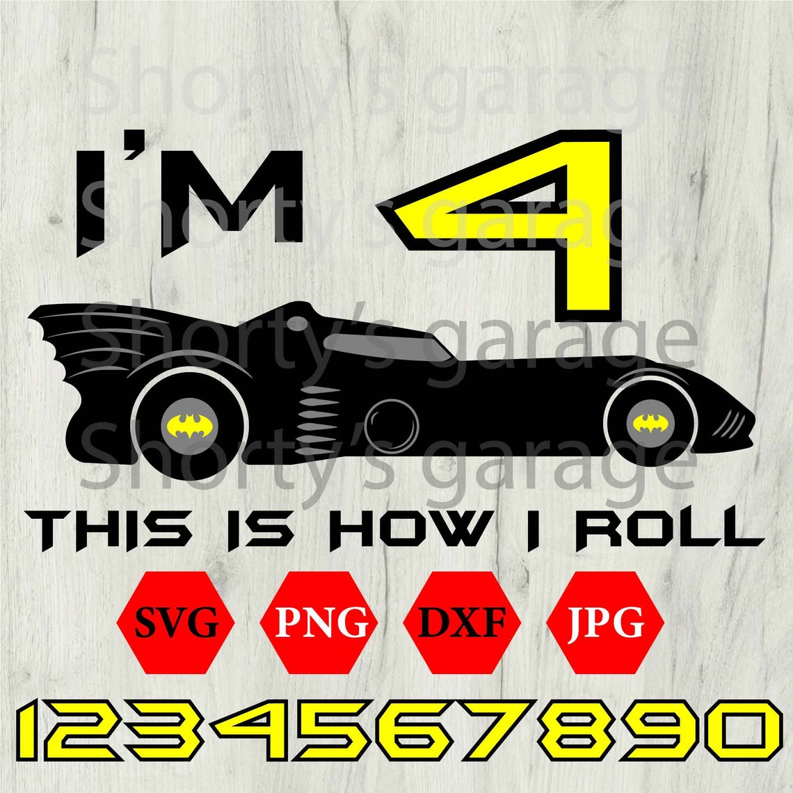 Batmobile Batman Birthday Set Vector File SVG Png Jpg Dxf | Etsy