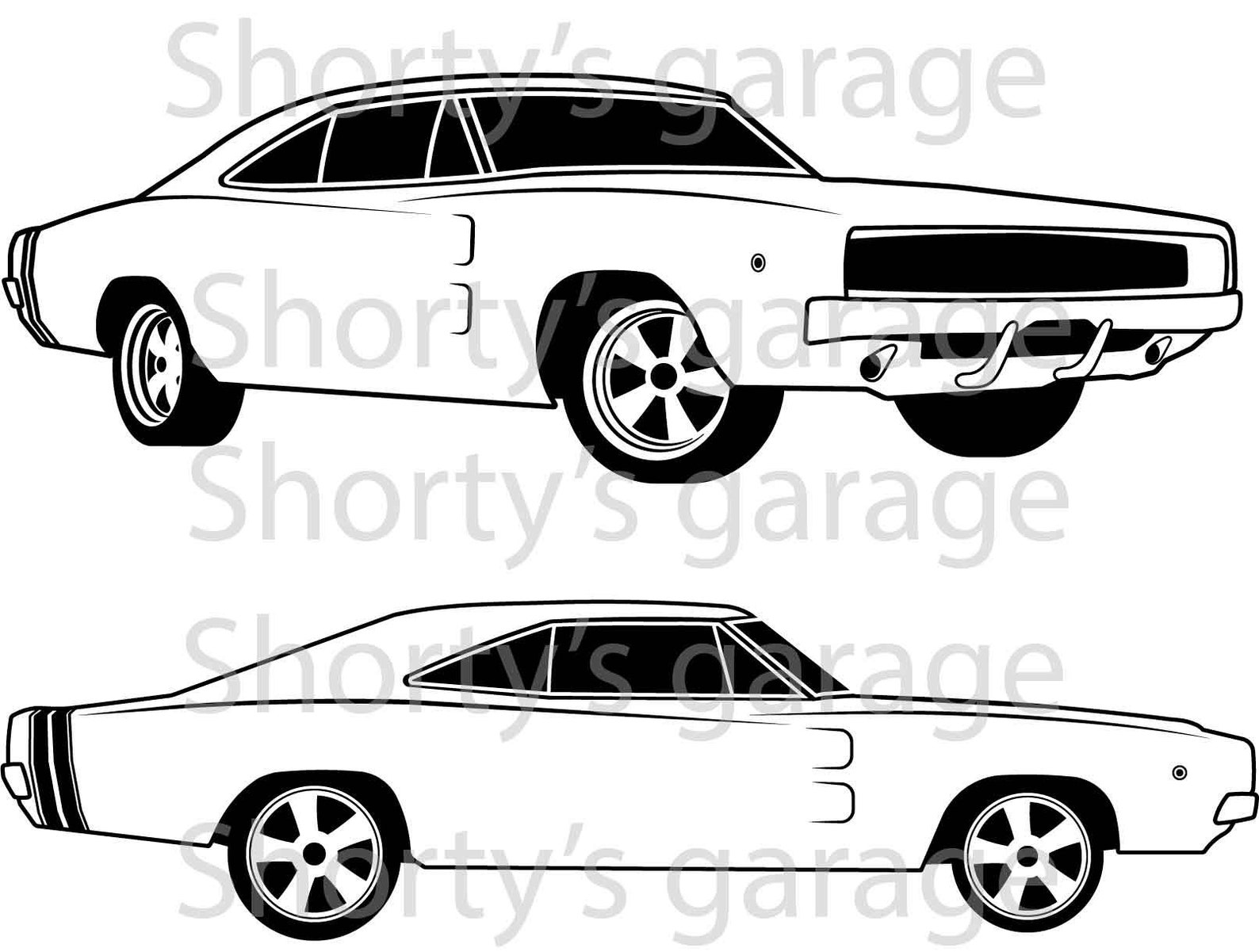 Dodge Charger 68 R/T Vector file Muscle Car SVG jpg png | Etsy