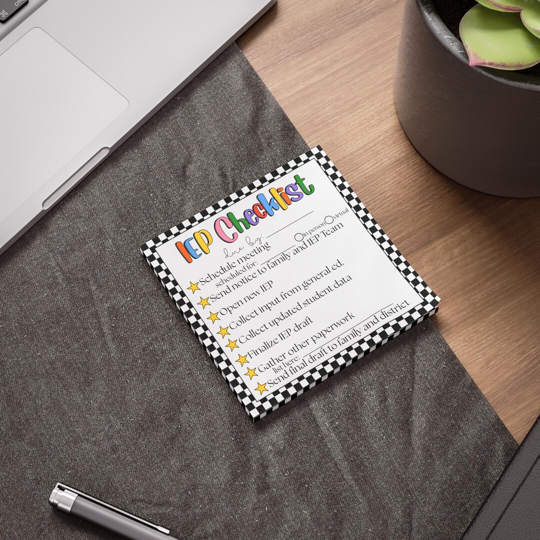 IEP Checklist Post-it Notepad | Special Education Planner | Meeting ...
