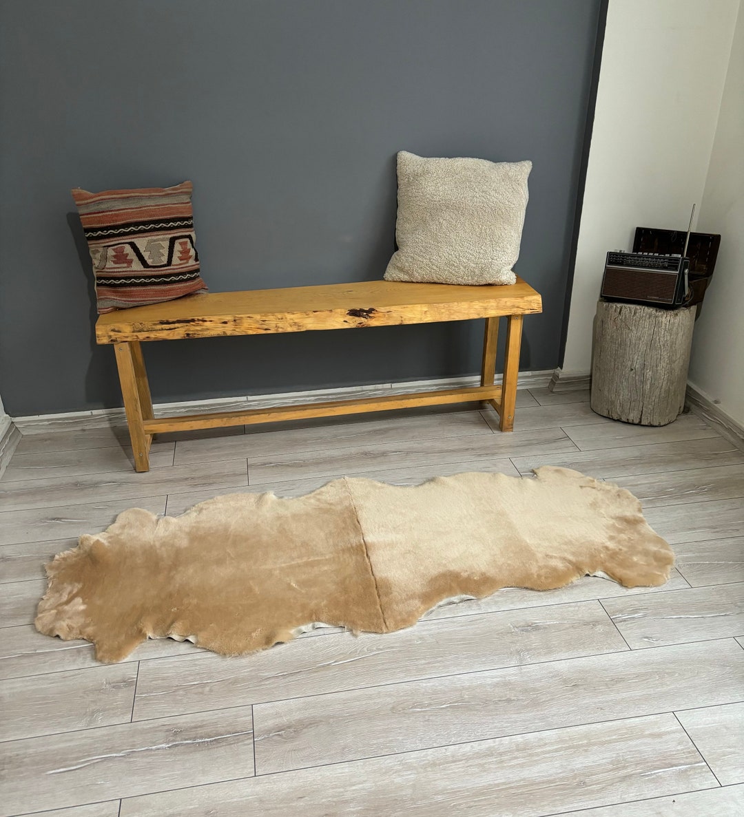 Genuine Sheepskin Area Rug, Bench Cover,light Camel, Sheepskin Throw ...