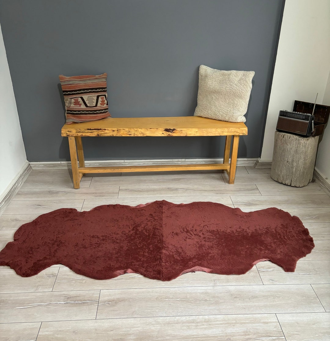 Genuine Sheepskin Area Rug, Bench Cover, Tile Red , Sheepskin Throw ...