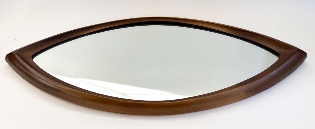 Midcentury Modern Mirror Syroco Co Wood Frame Eye Shape Design Sleek ...