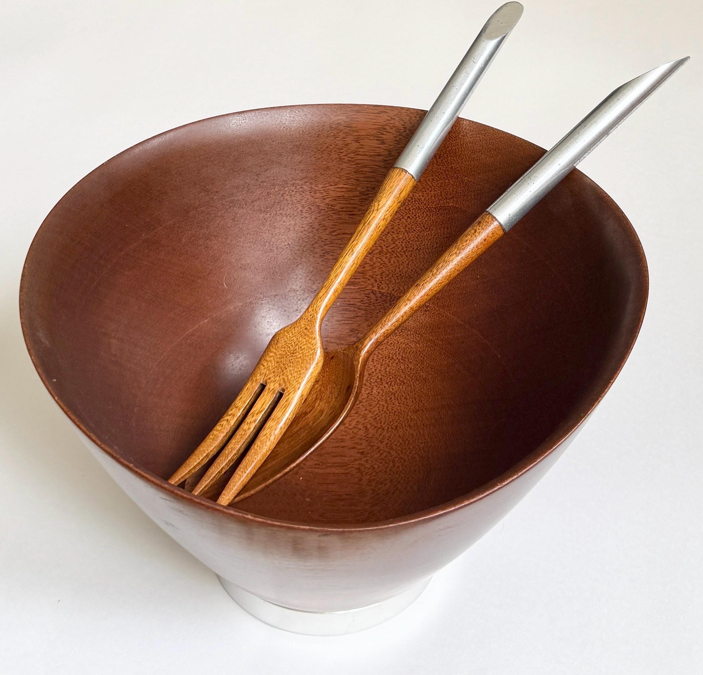Richard Hudson for Quentin Co Wood Salad Bowl Set Mid Century MCM 50s ...