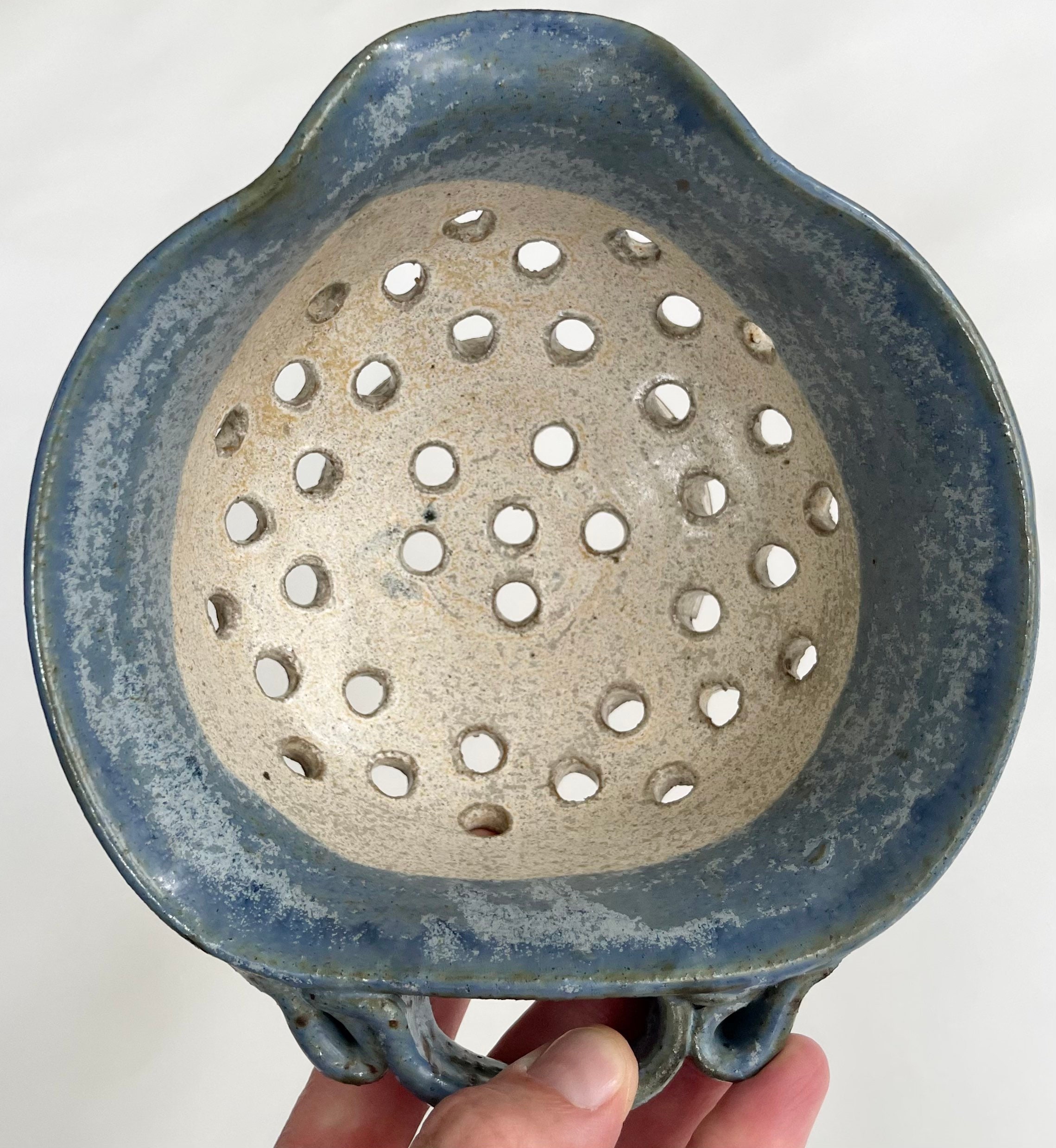 Ceramic Pottery Berry Bowl with Saucer Dish Set Colander Strainer ...