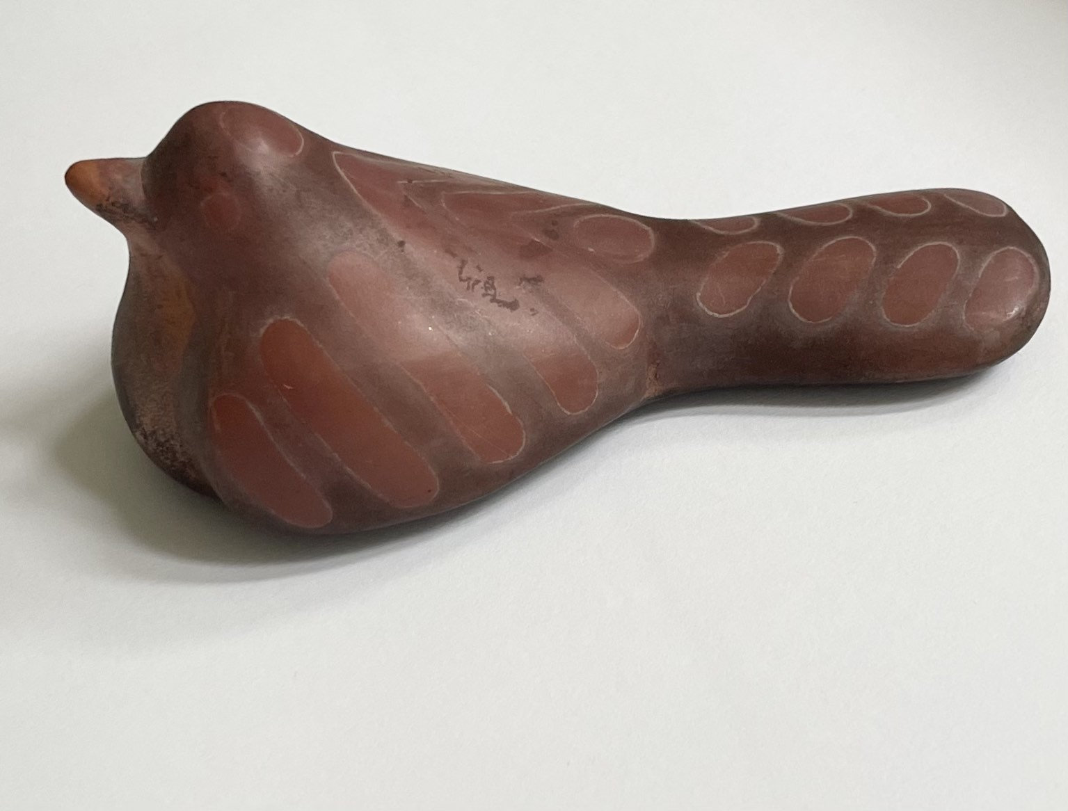 Signed Pottery Bird Figurine Red Clay Ceramic Art Vintage Hand Painted ...