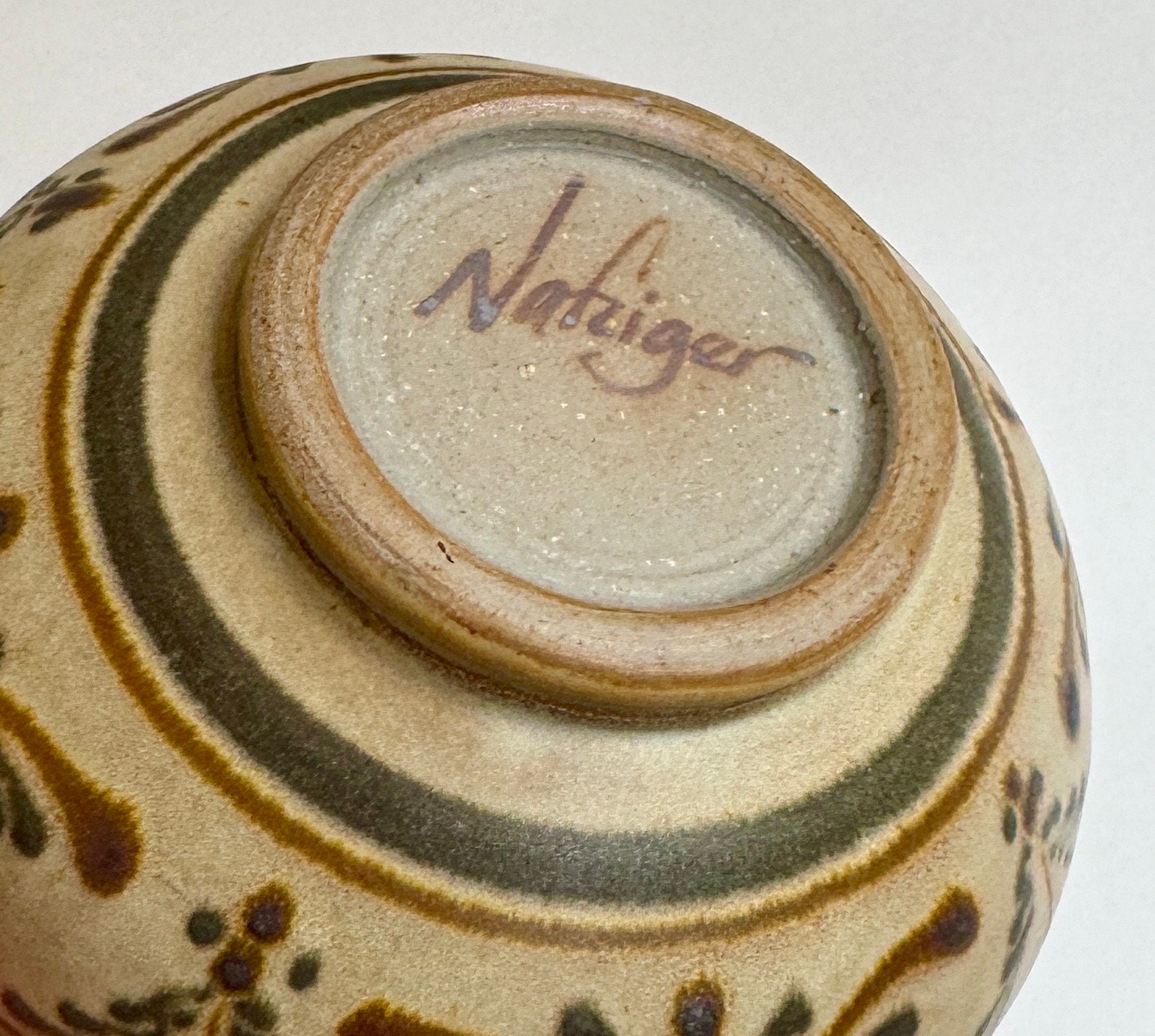 Nafziger Pottery Bowl Dish Signed Handmade Studio Ceramic Neural Earth ...
