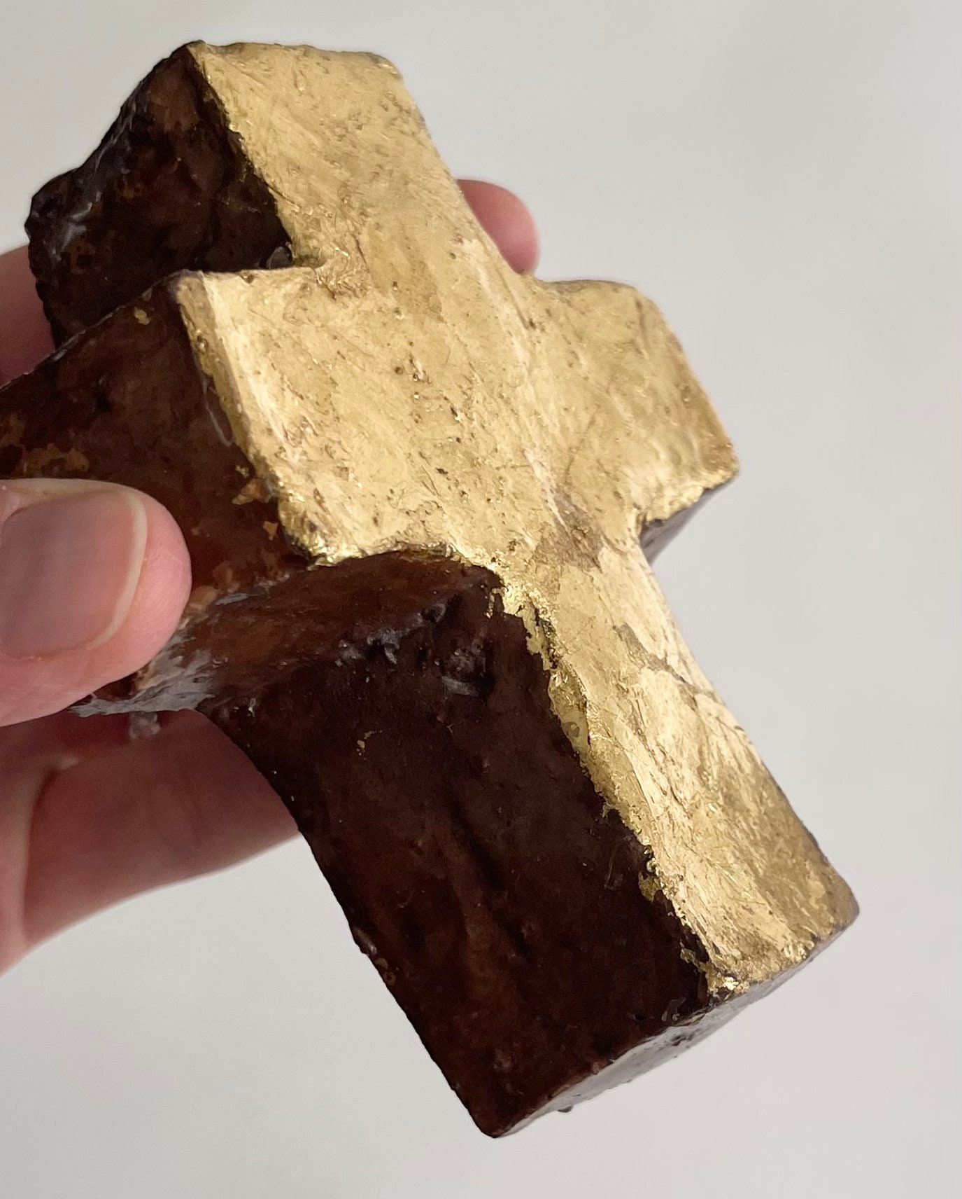 Thick Clay Cross Wall Hanging Artist Signed Biel Wall Mount Metallic ...