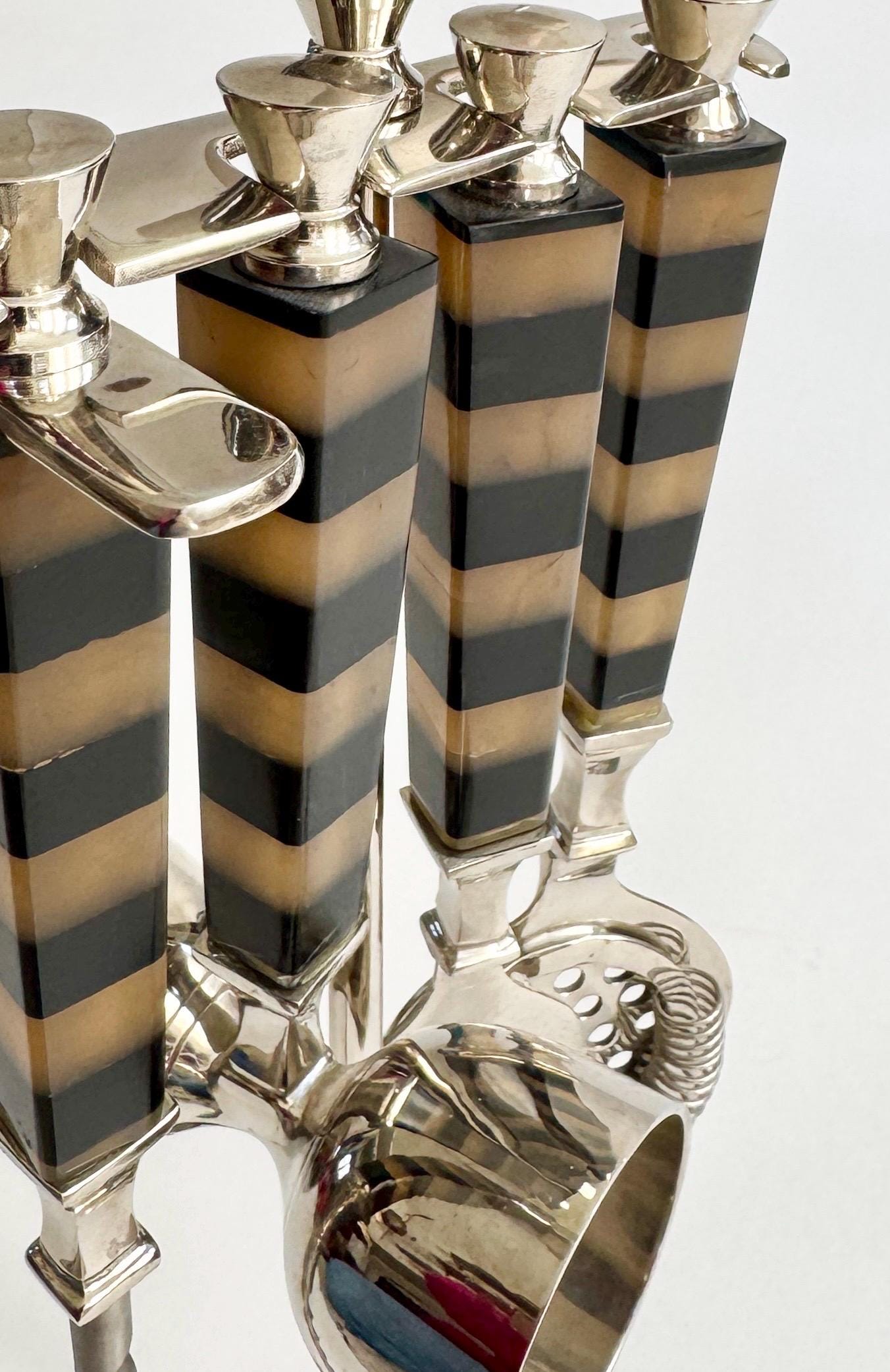 Vintage Bar Tool Set Barware Black Brown Stripe Hard Plastic Bakelite ...