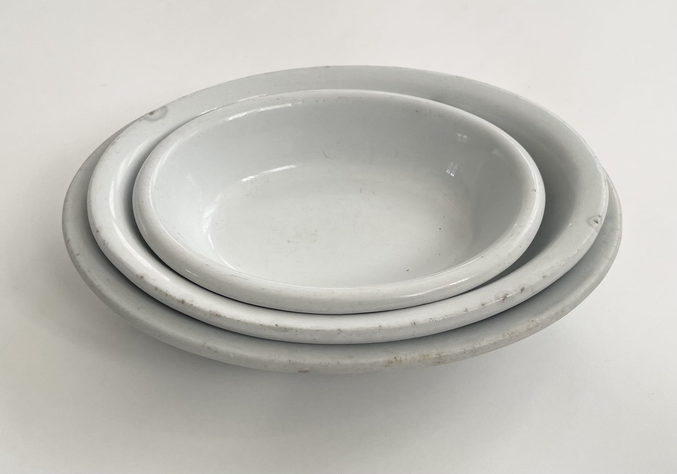 English White Ironstone Bowl Serving Dish Soap Dish Small Oval Serving Dish Worn Farmhouse ...