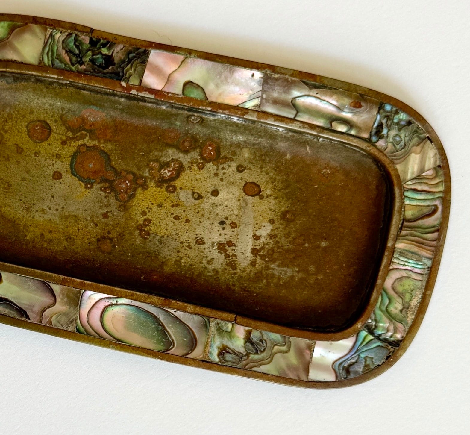 Small Brass Abalone Ashtray Trinket Dish Vintage Natural Abalone Shell ...