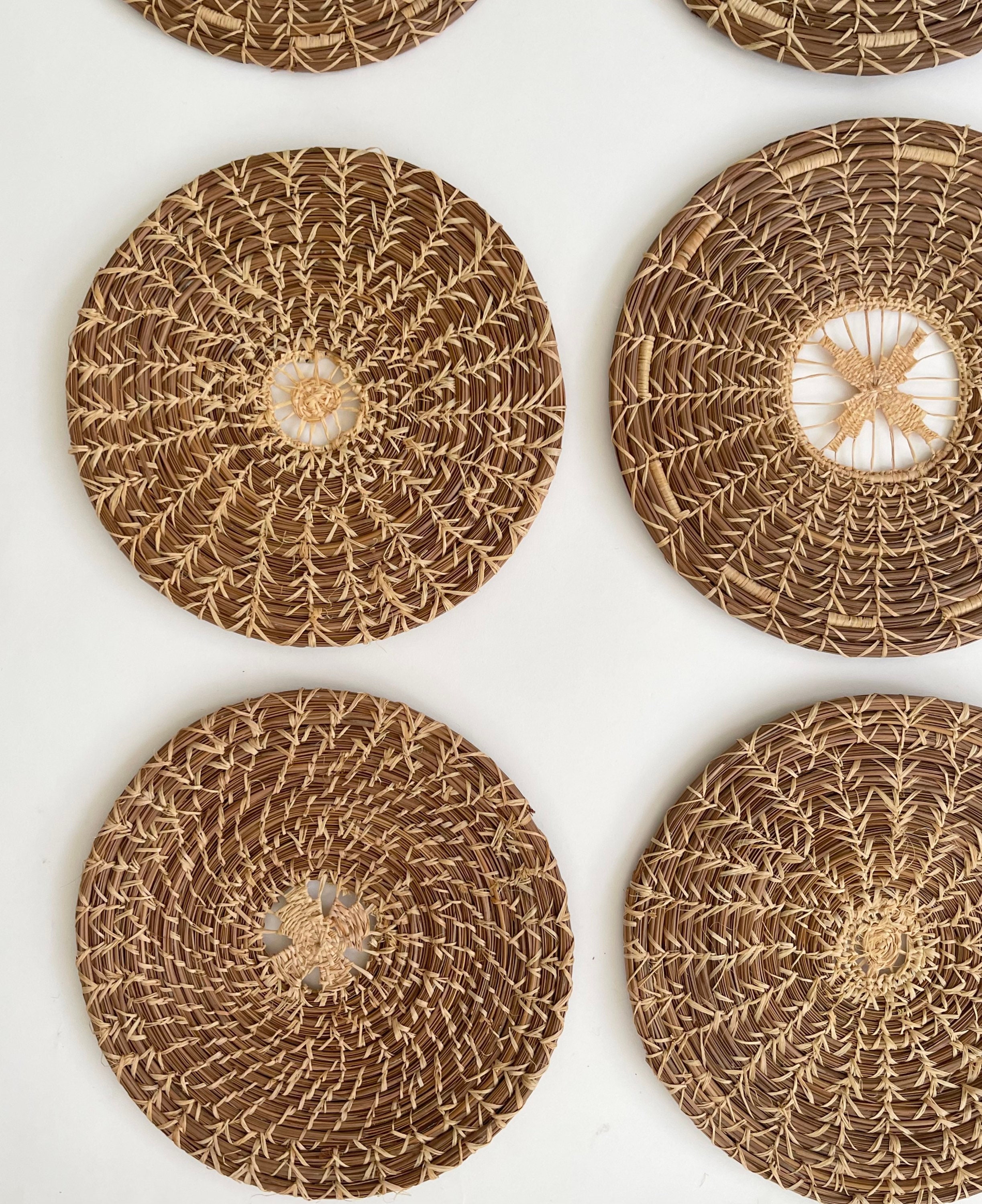 Vintage Pine Needle Trivet Mat Hot Pad Lot of 6 Hand Woven Tenerife ...