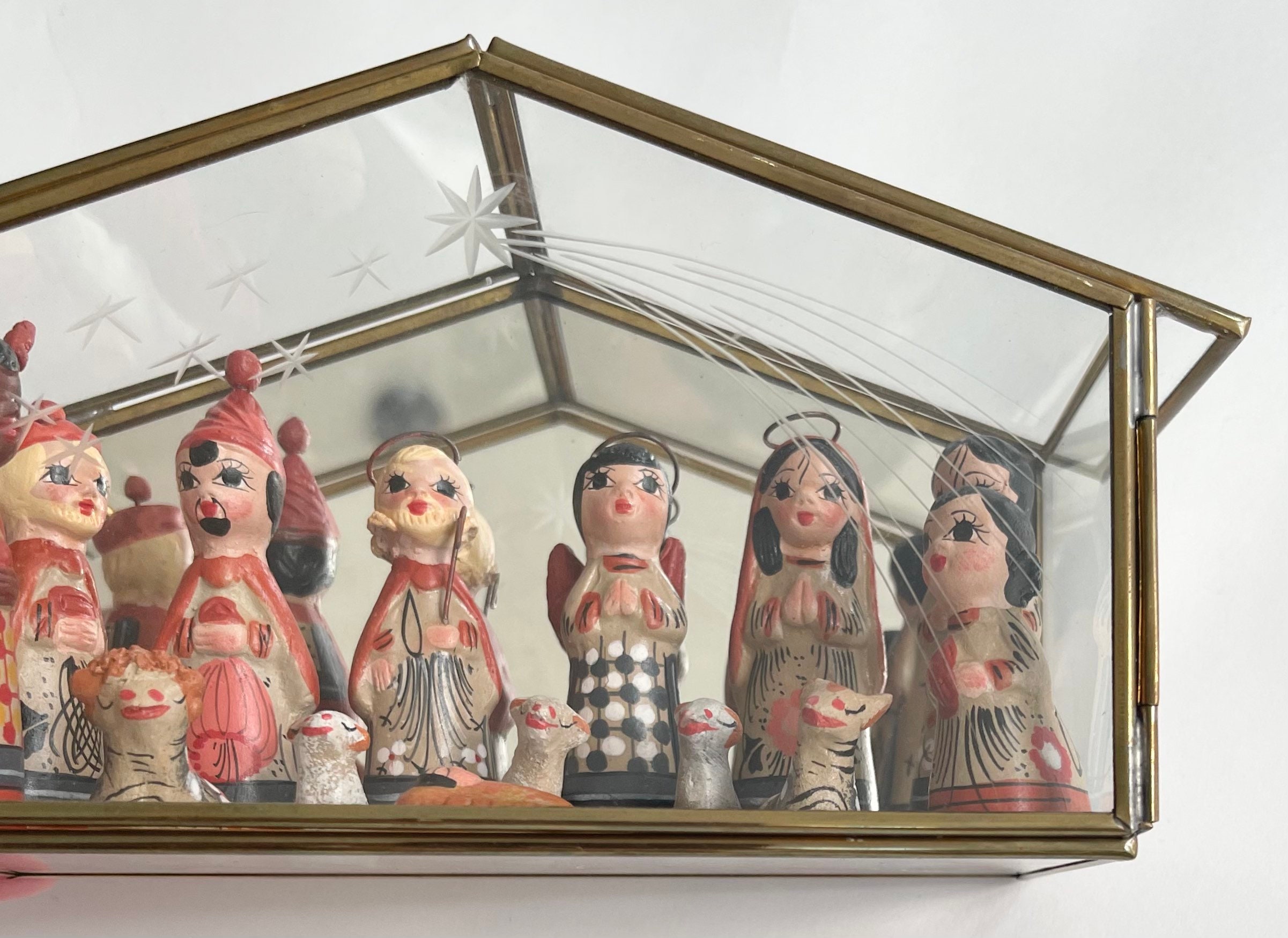 Mexican Nativity Scene Set Diorama Handmade Folk Art Set of 14 ...