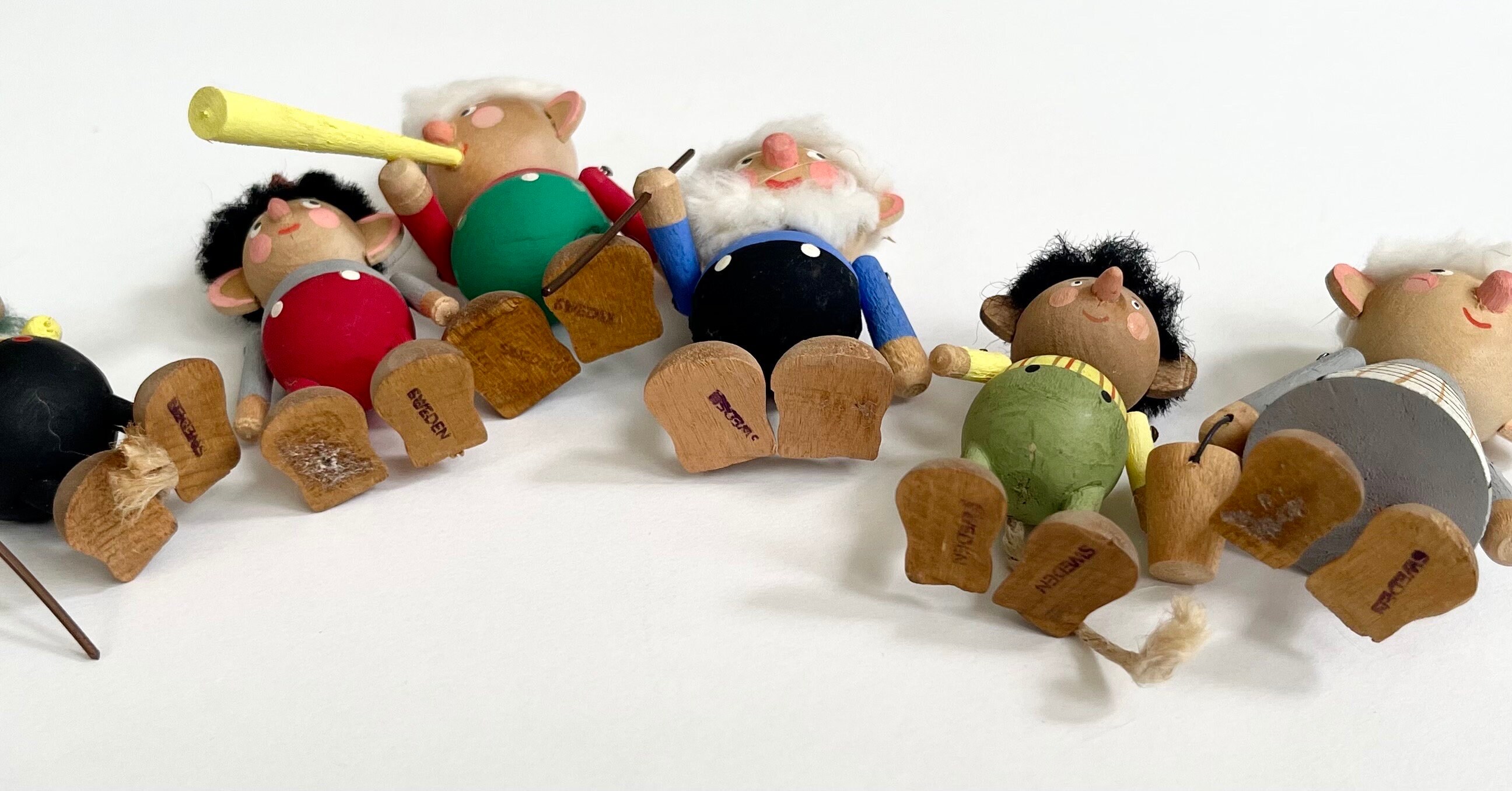 Swedish Wooden Elf Gnome Figurine Lot of 6 Vintage Scandinavian Sweden ...