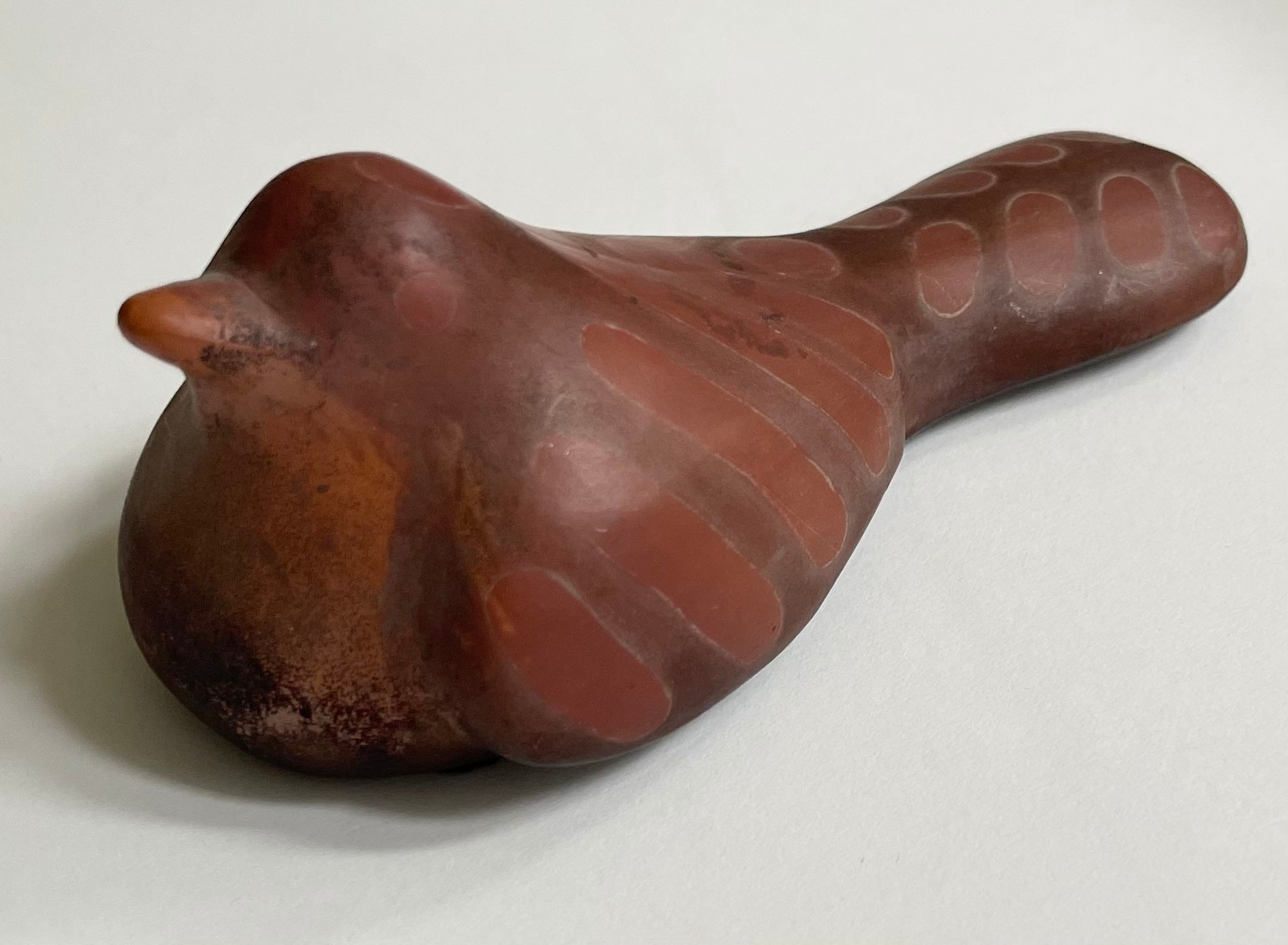 Signed Pottery Bird Figurine Red Clay Ceramic Art Vintage Hand Painted ...