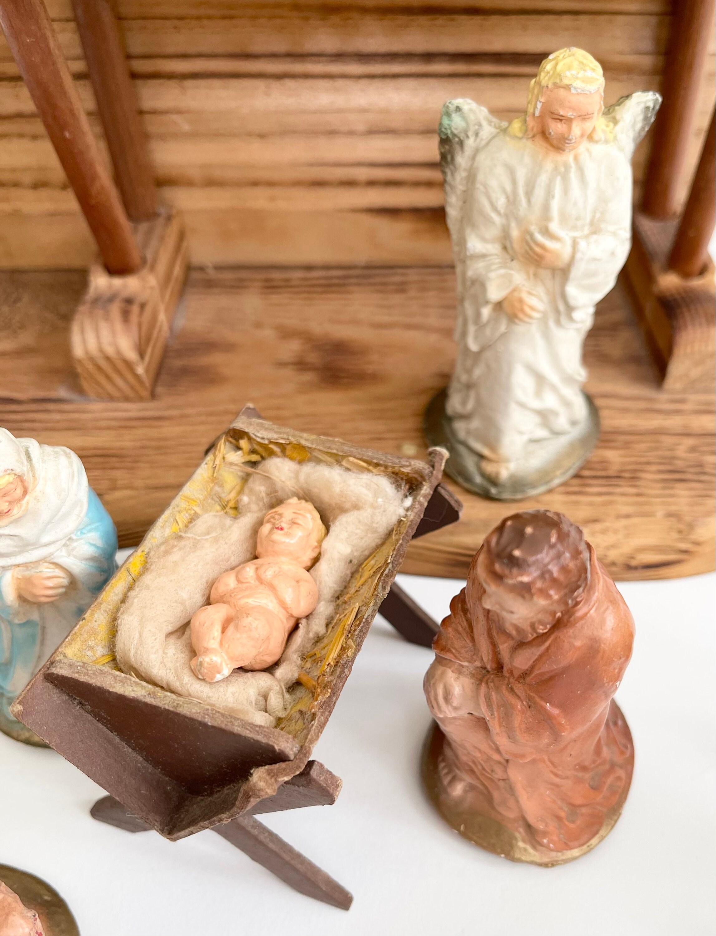 Plaster Nativity Set Scene Possibly Vintage 1930s Religious Christmas ...