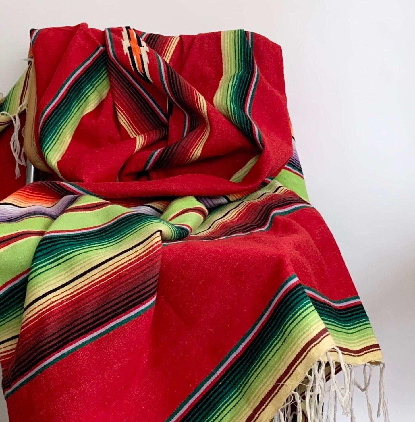 60s Wool Serape Throw Blanket Vintage Mexican Hand Woven Saltillo ...