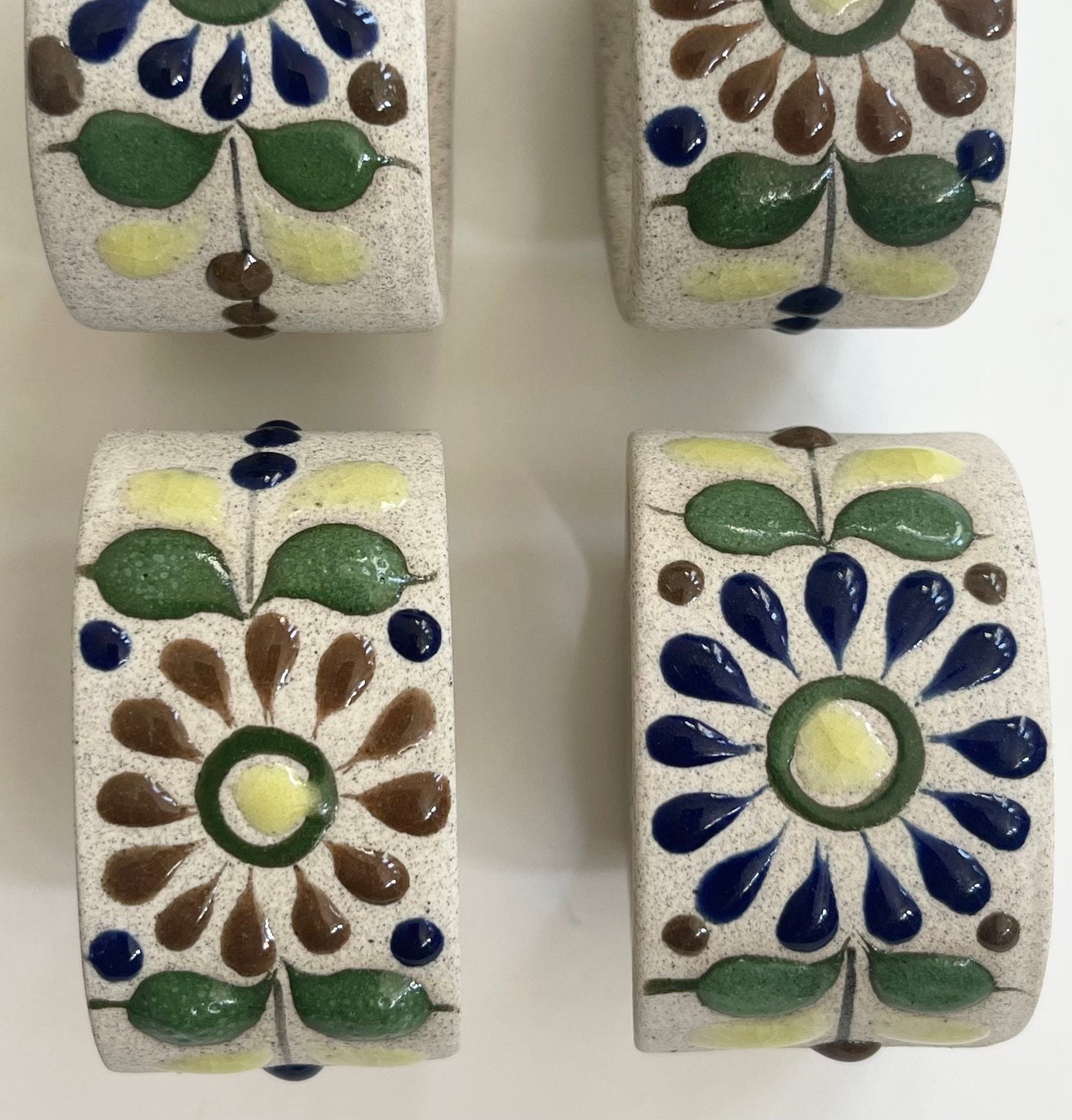 Mexican Stoneware Napkin Rings Napkin Holders Set Lot of 4 Rings ...