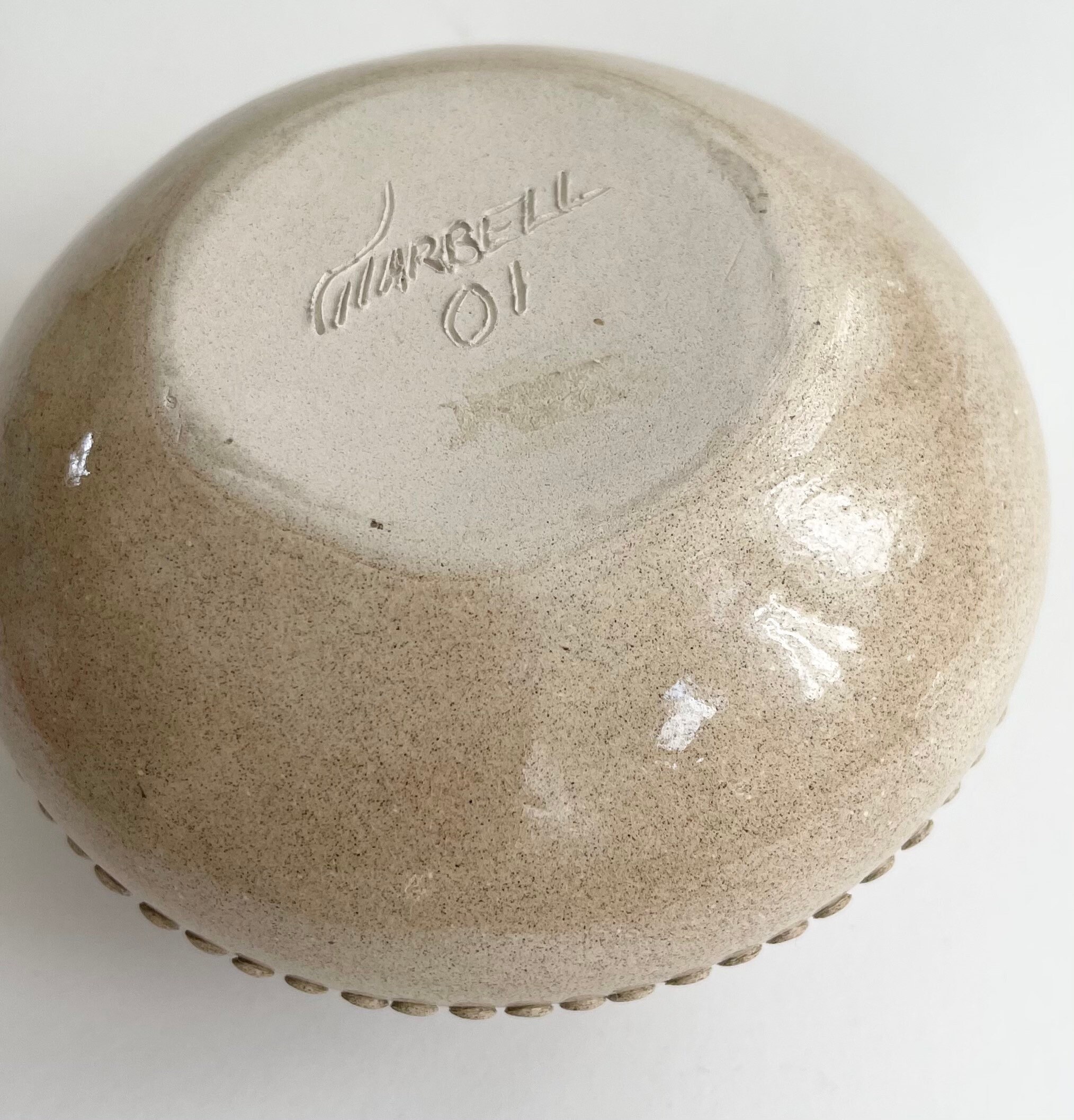 Beige Stoneware Pottery Pot Artist Signed Vintage Handmade Fine Art ...
