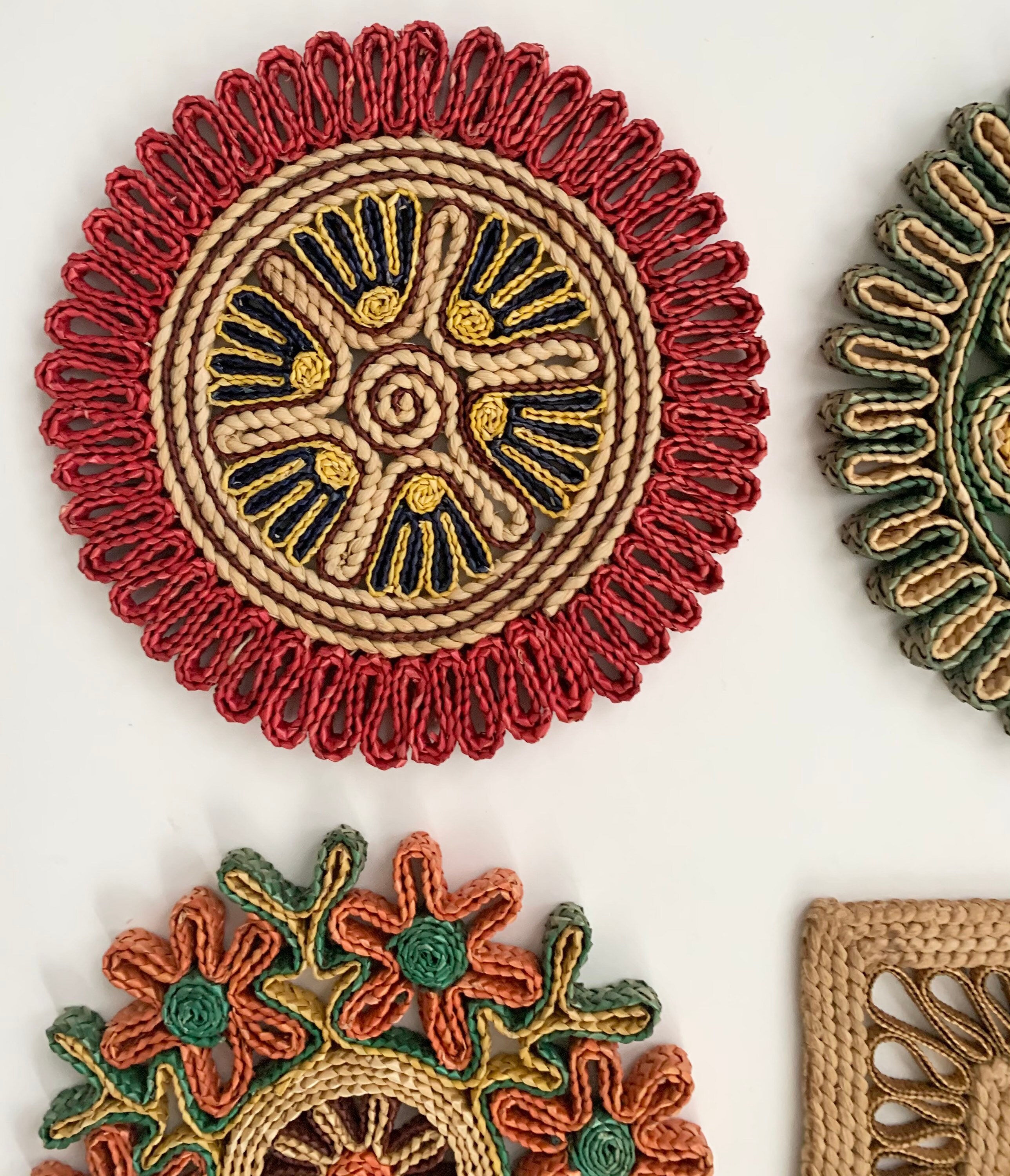 Vintage Straw Trivet Lot of 4 Trivets Round Rectangle Boho Home Design ...