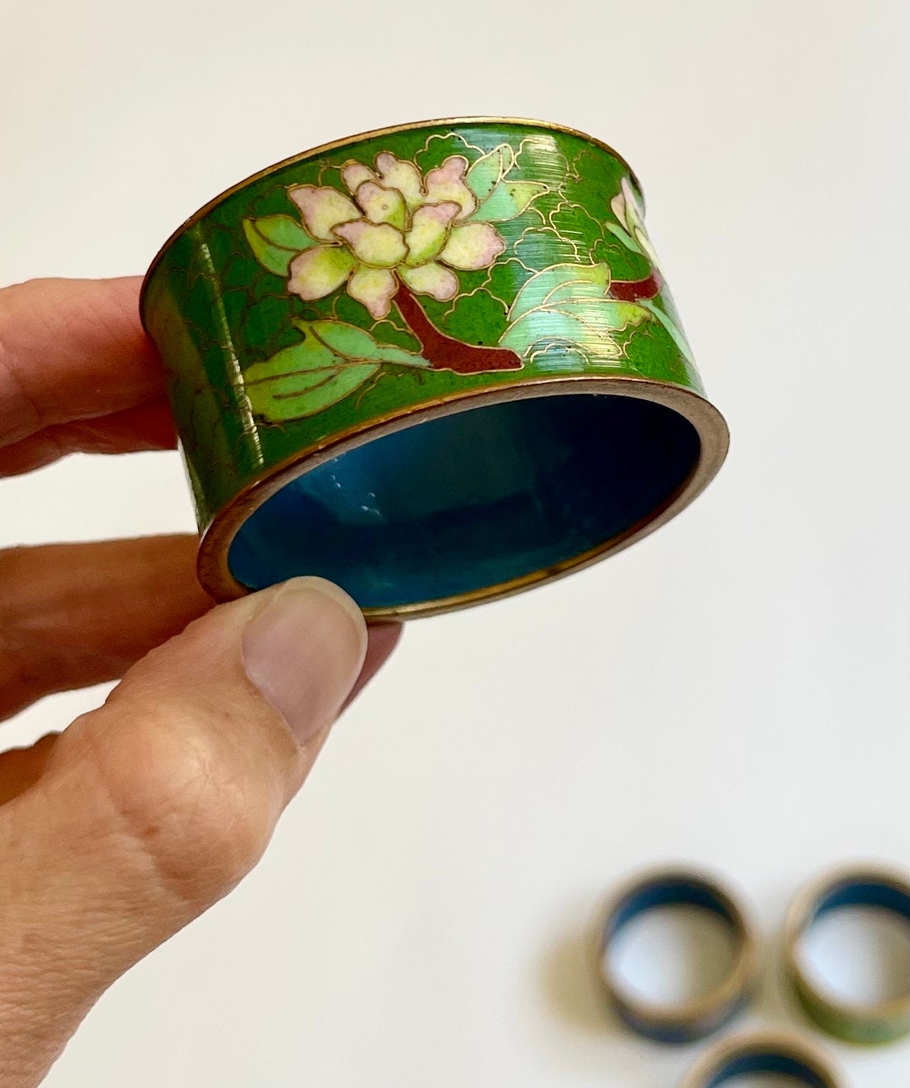 Vintage Cloisonné Napkin Rings Napkin Holders Set Lot of 4 Rings ...