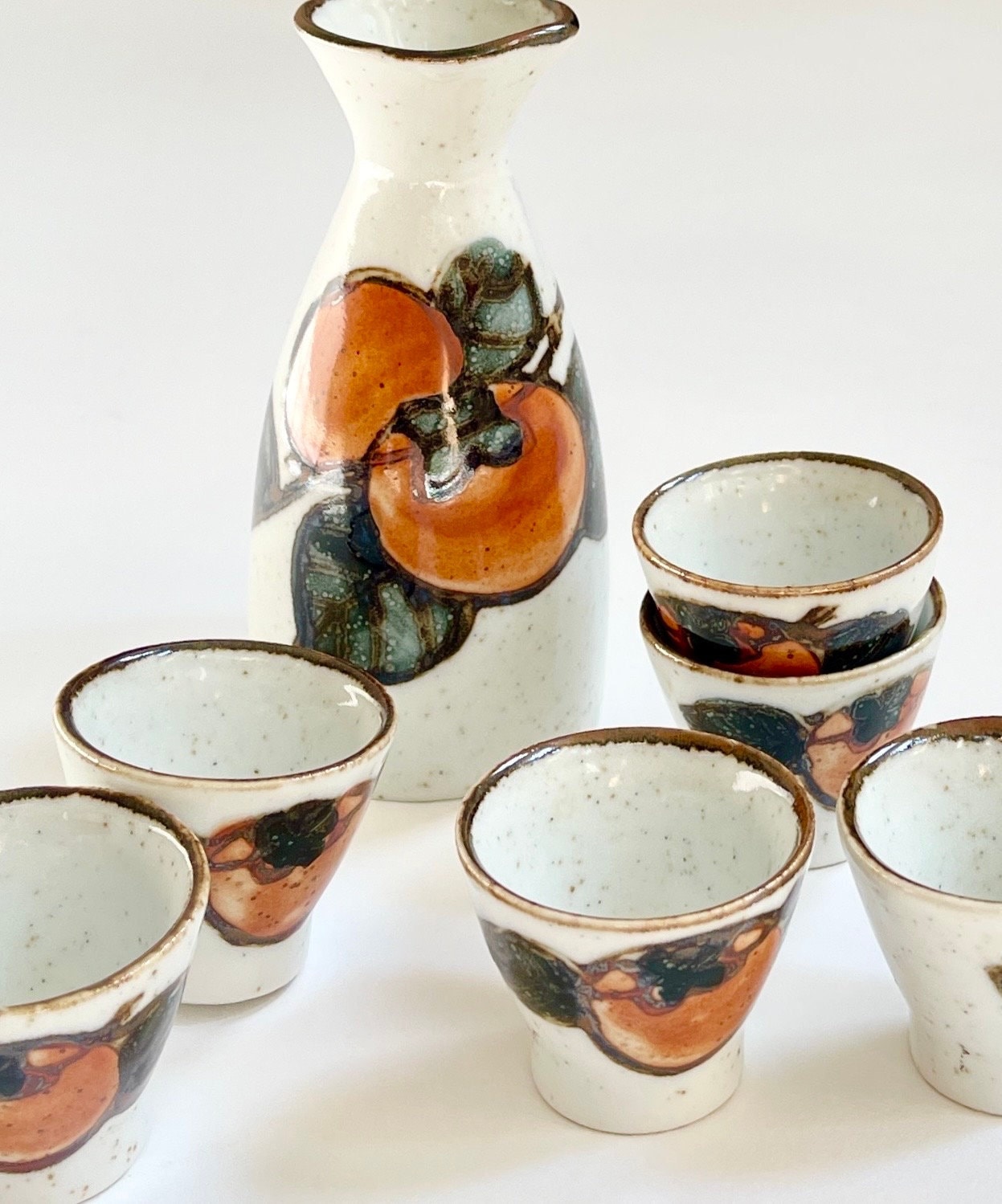 Japanese Ceramic Sake Set Sake Cups Sake Carafe Mid Century Vintage ...