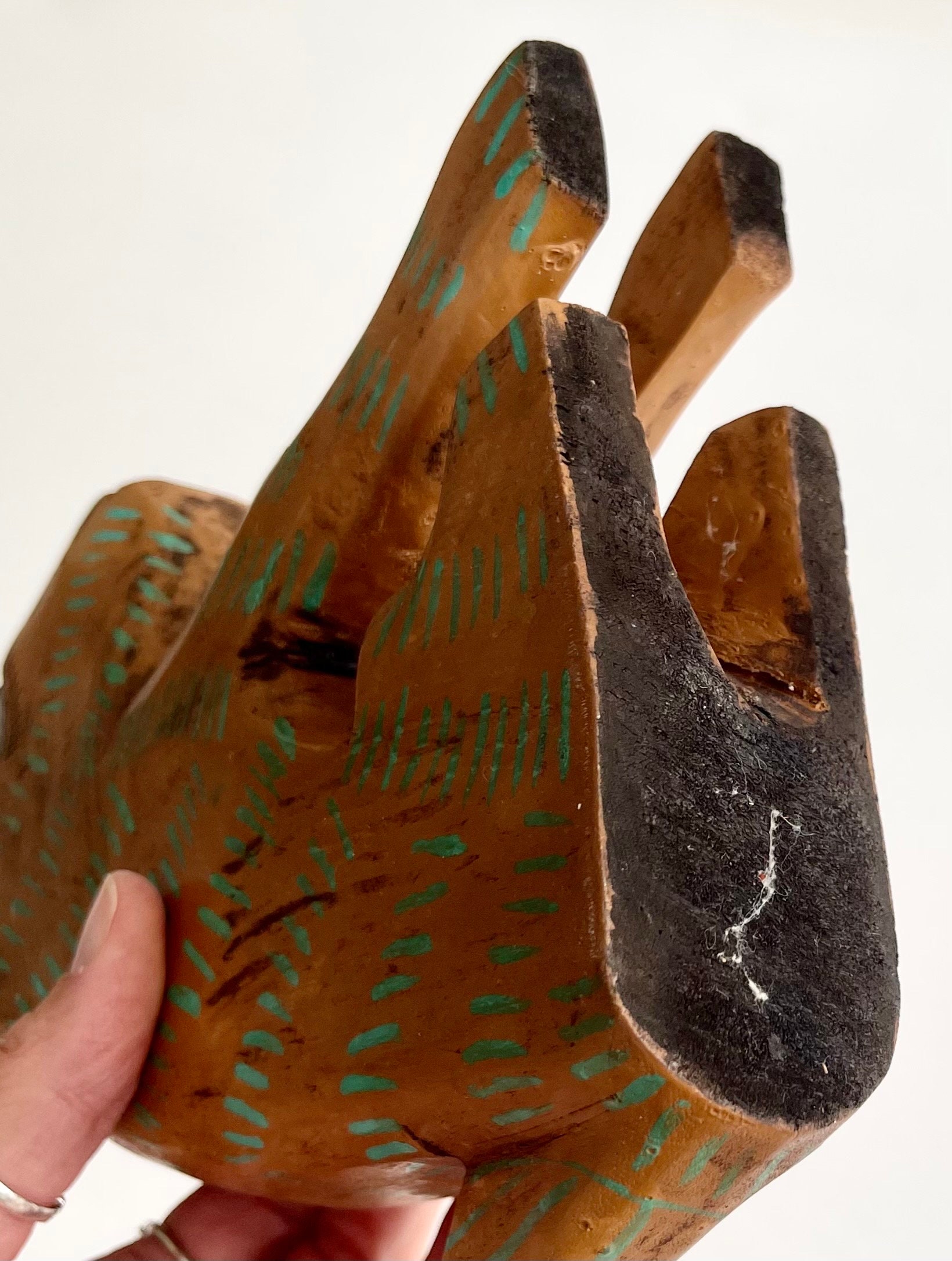 Folk Art Bunny Rabbit Wood Carving Vintage Hand Painted Animal Likely ...