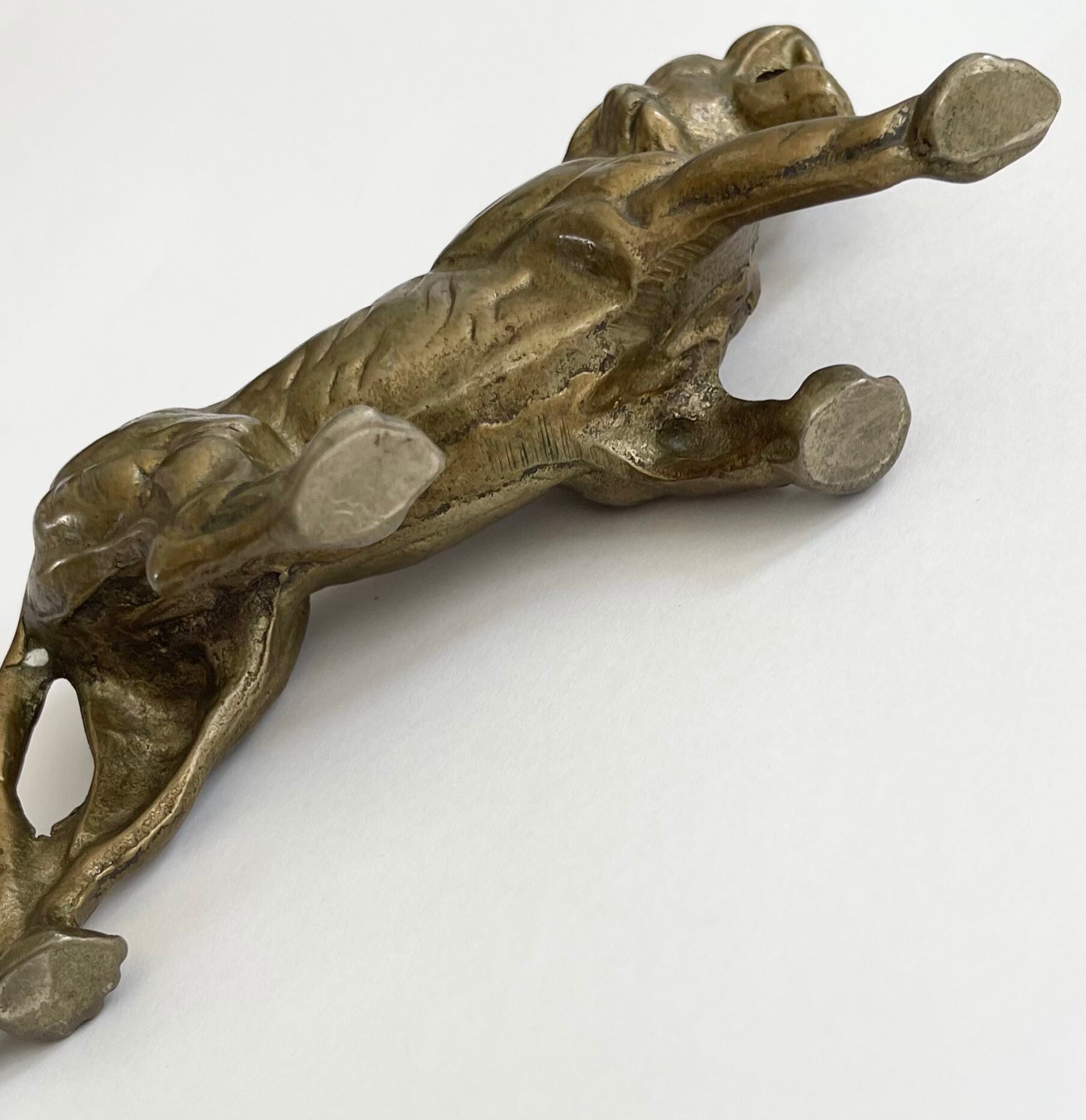 Heavy Brass Tiger Lion Figurine Statuette Vintage Solid Brass Animal ...