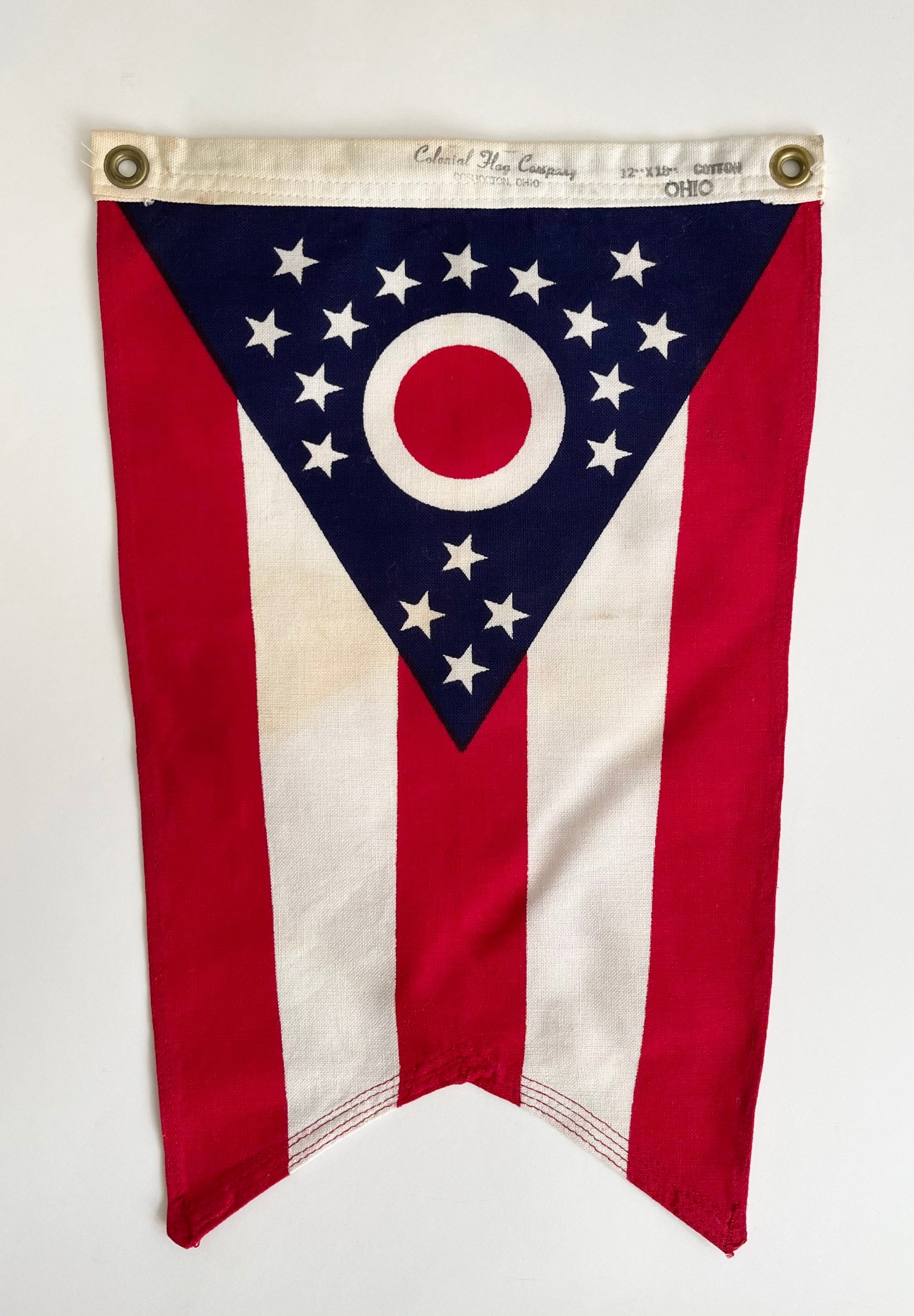 Small Cotton Ohio Flag Burgee Vintage Colonial Flag Co Coshocton OH 12 ...